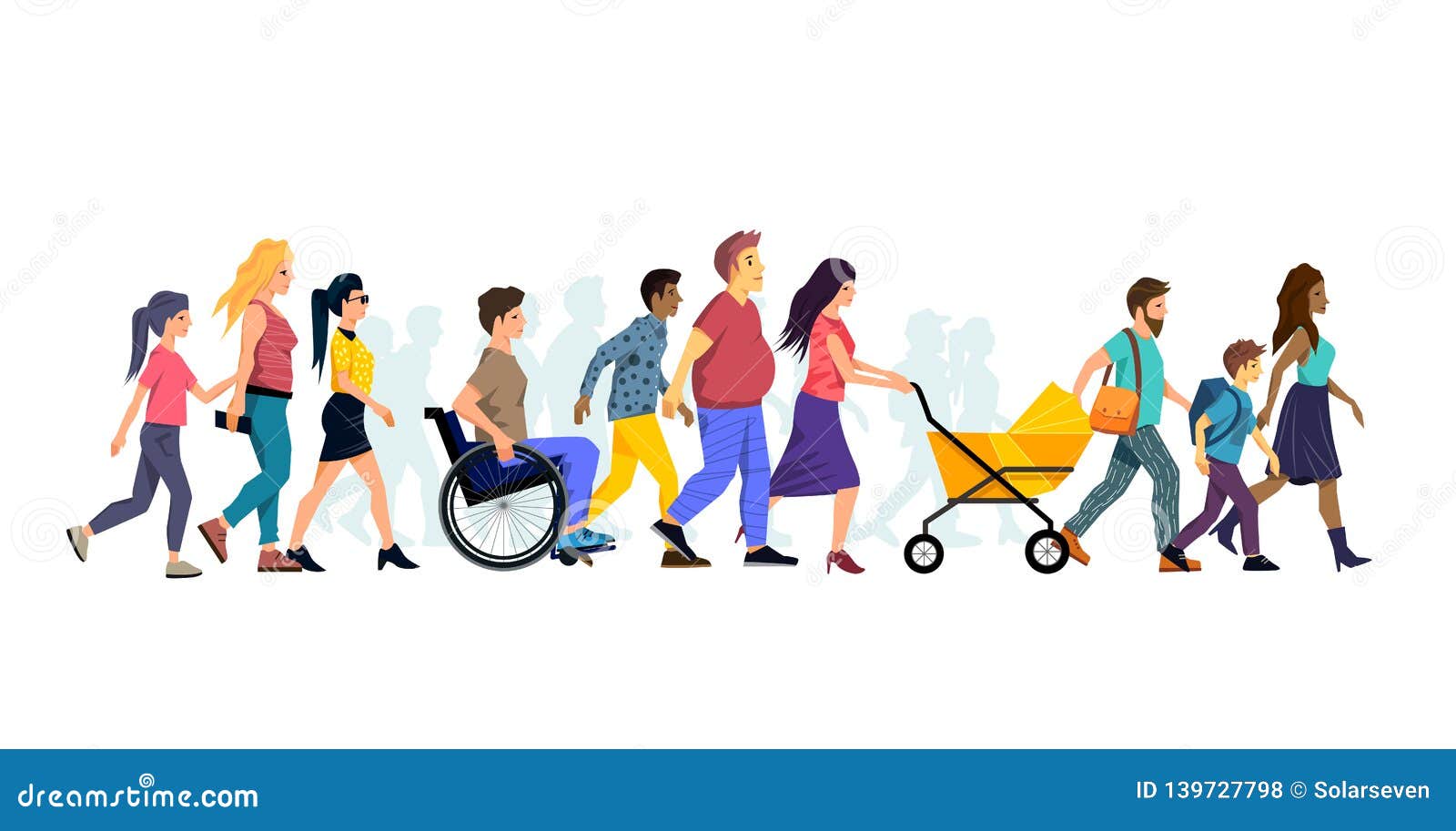 A Large Crowd of Walking People Stock Vector - Illustration of healthy ...