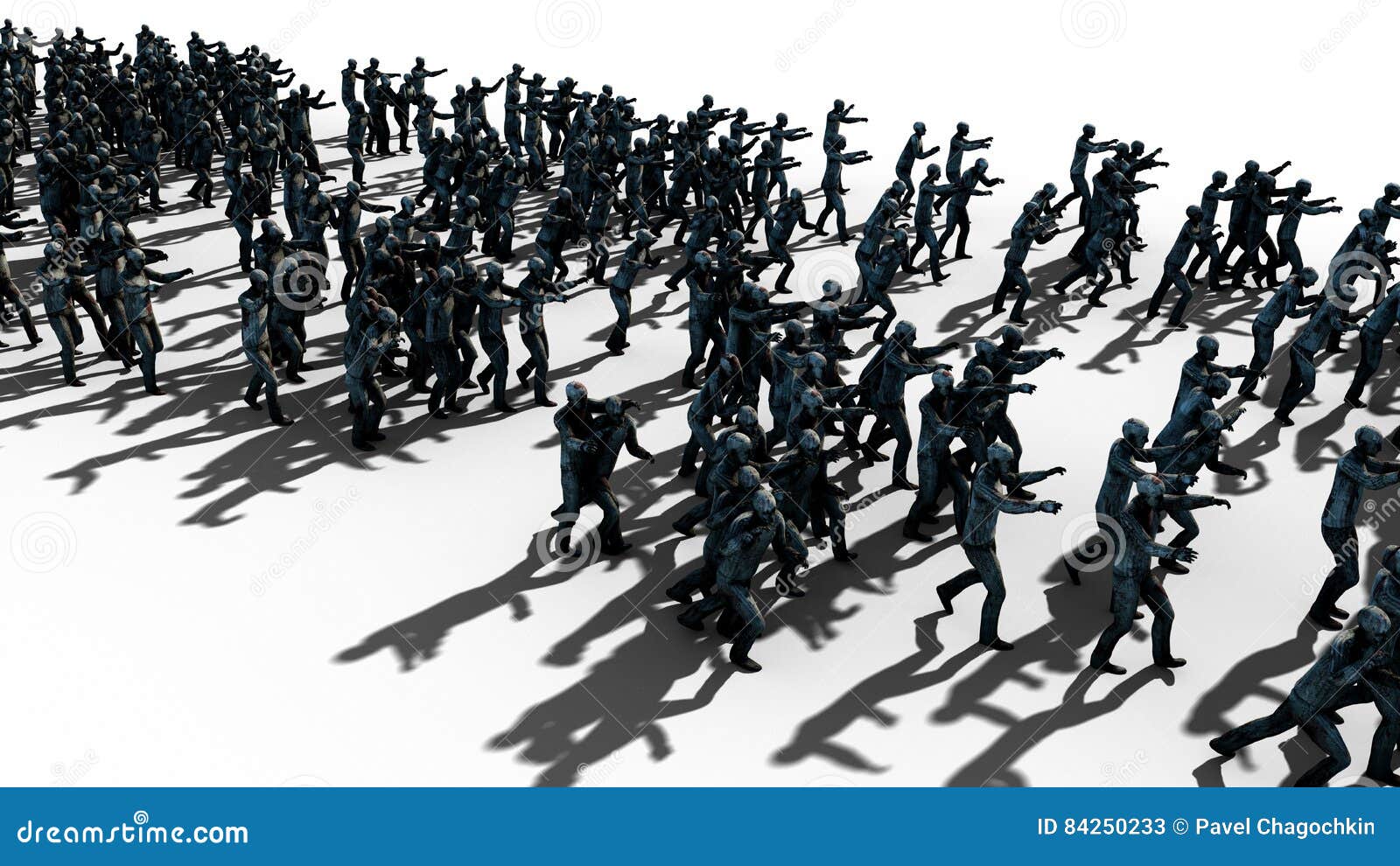 A Large Crowd of Zombies. Apocalypse, Halloween Concept. Isolate on ...