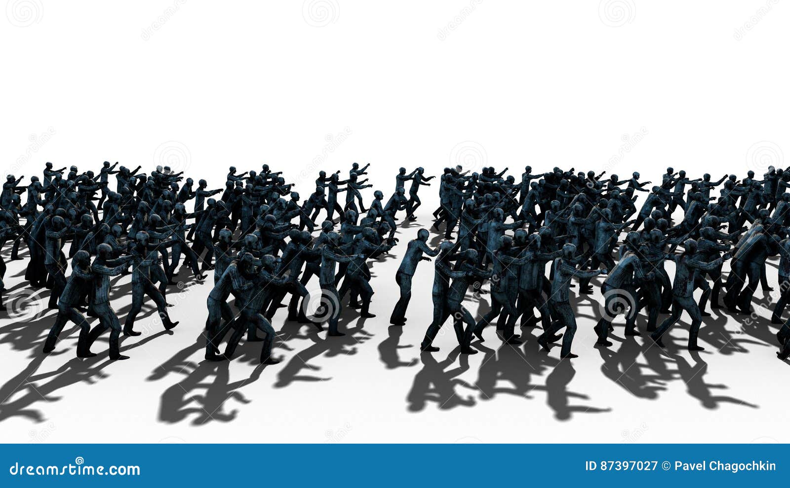 A Large Crowd of Zombies. Apocalypse, Halloween Concept. Isolate on ...