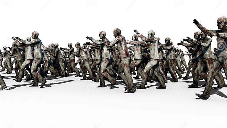A Large Crowd of Zombies. Apocalypse, Halloween Concept. Isolate on ...