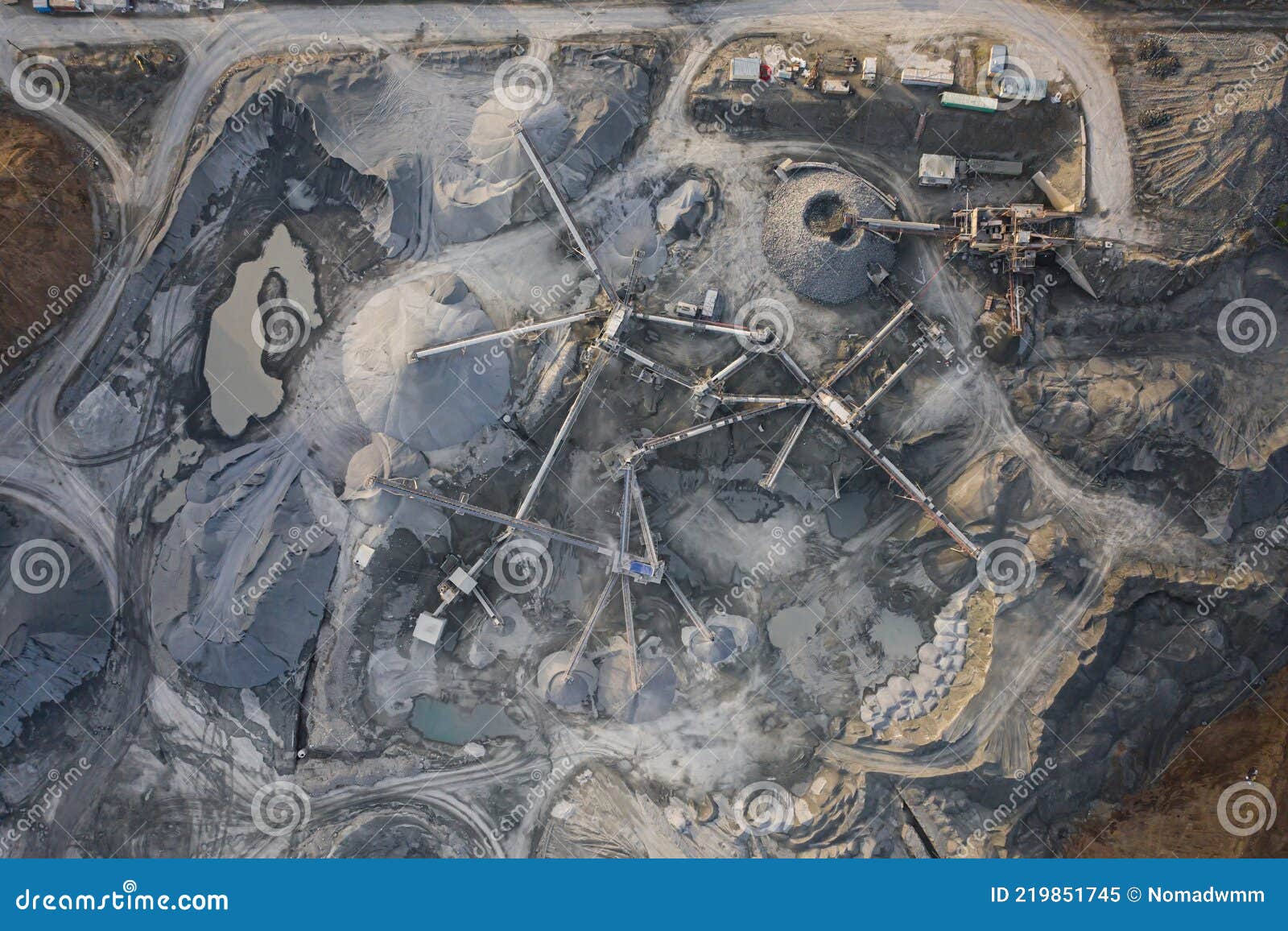 Big Crusher Working with Rubble at a Quarry, Moving it on a Line. Stock ...