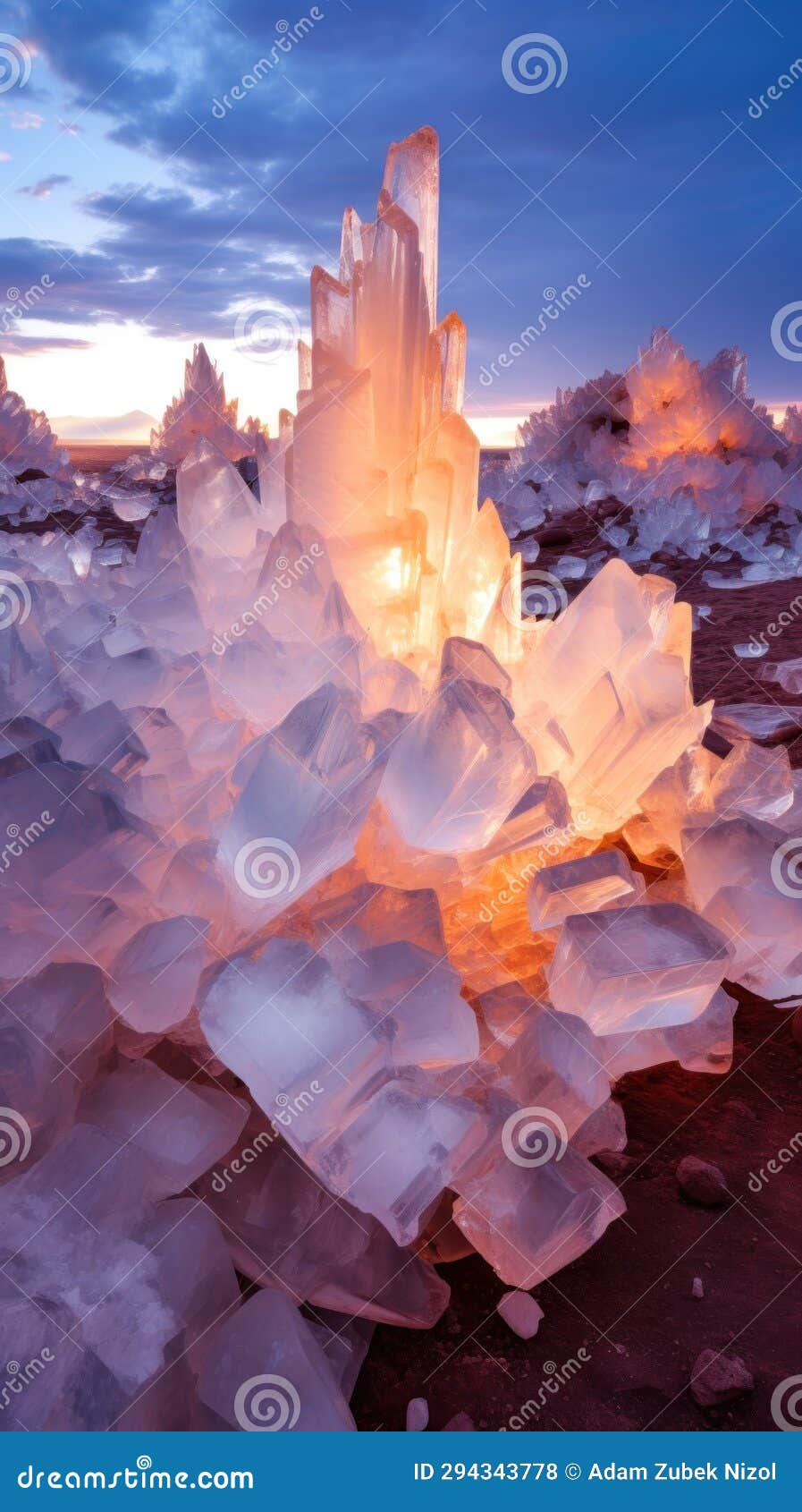 A Large Crystal Formation in a Desert Stock Illustration - Illustration ...