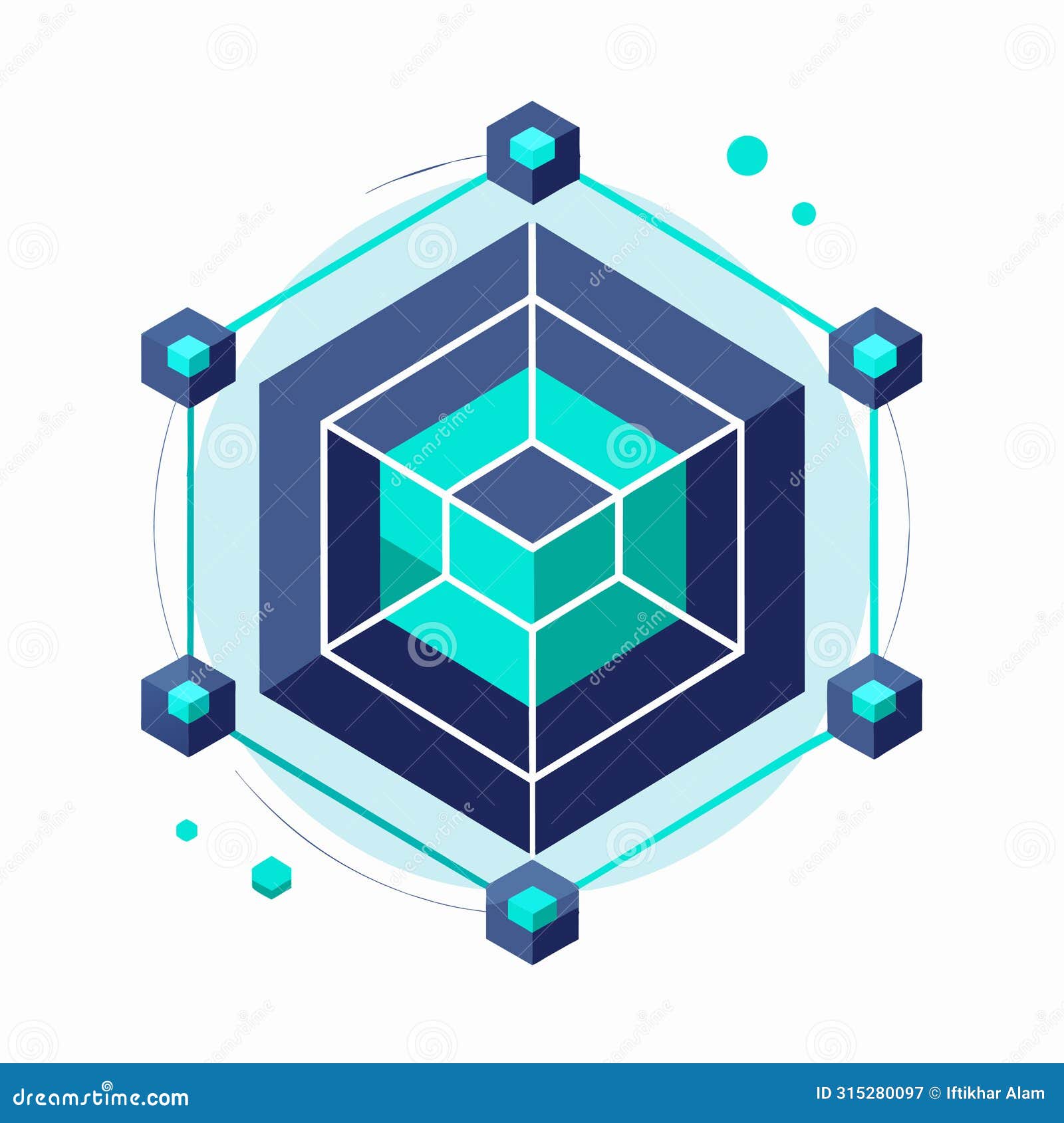 A Large Cube Enclosed by Multiple Smaller Cubes, Representing an ...