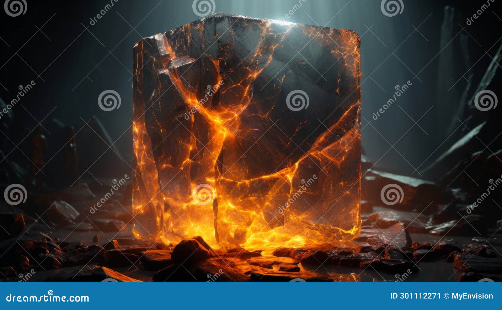 A Large Cube with a Lava Inside Stock Illustration - Illustration of ...