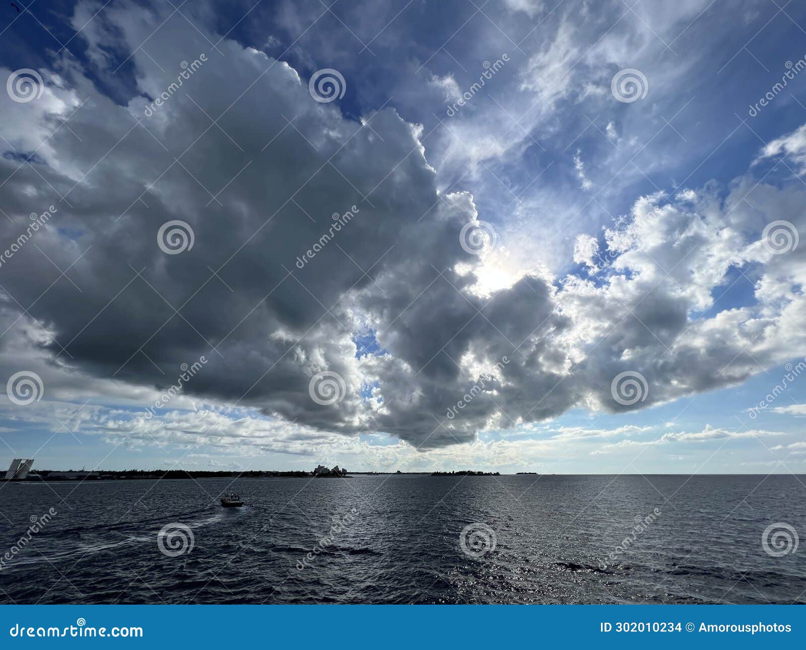 Large Cumulus Clouds Over Ocean Stock Photo - Image of weather, nature ...