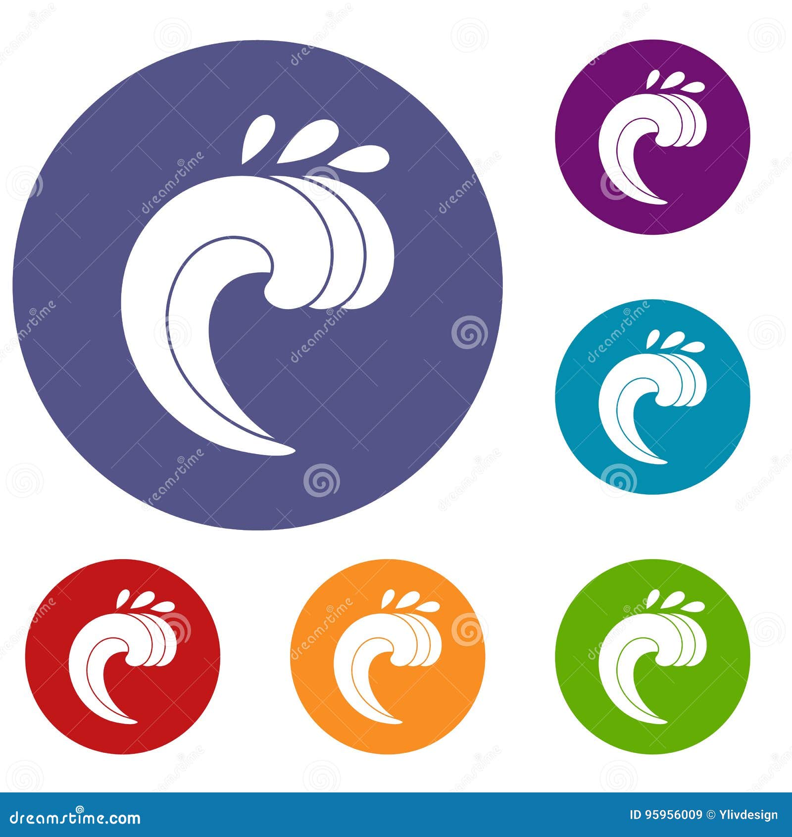 Large Curling Wave Icons Set Stock Vector - Illustration of collection ...