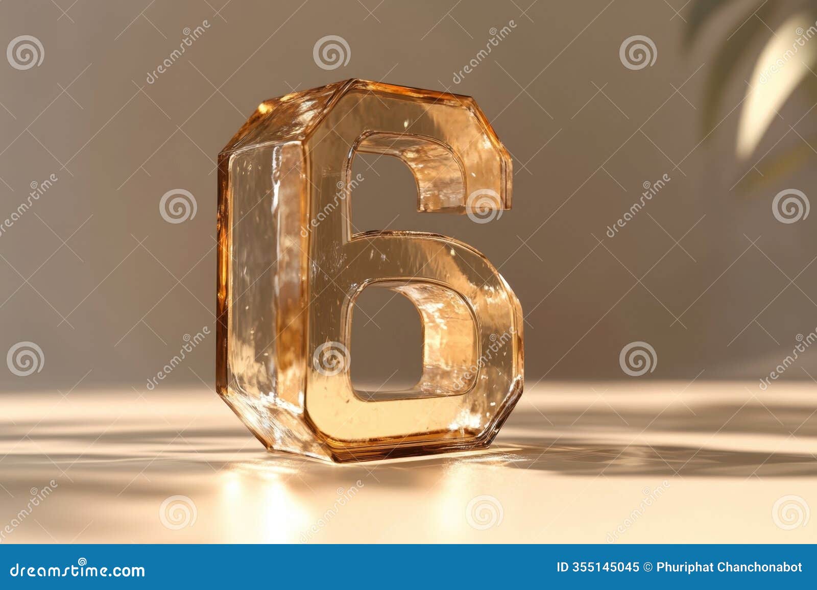 A Large Curved Number Six is Displayed on a Background with Generative ...