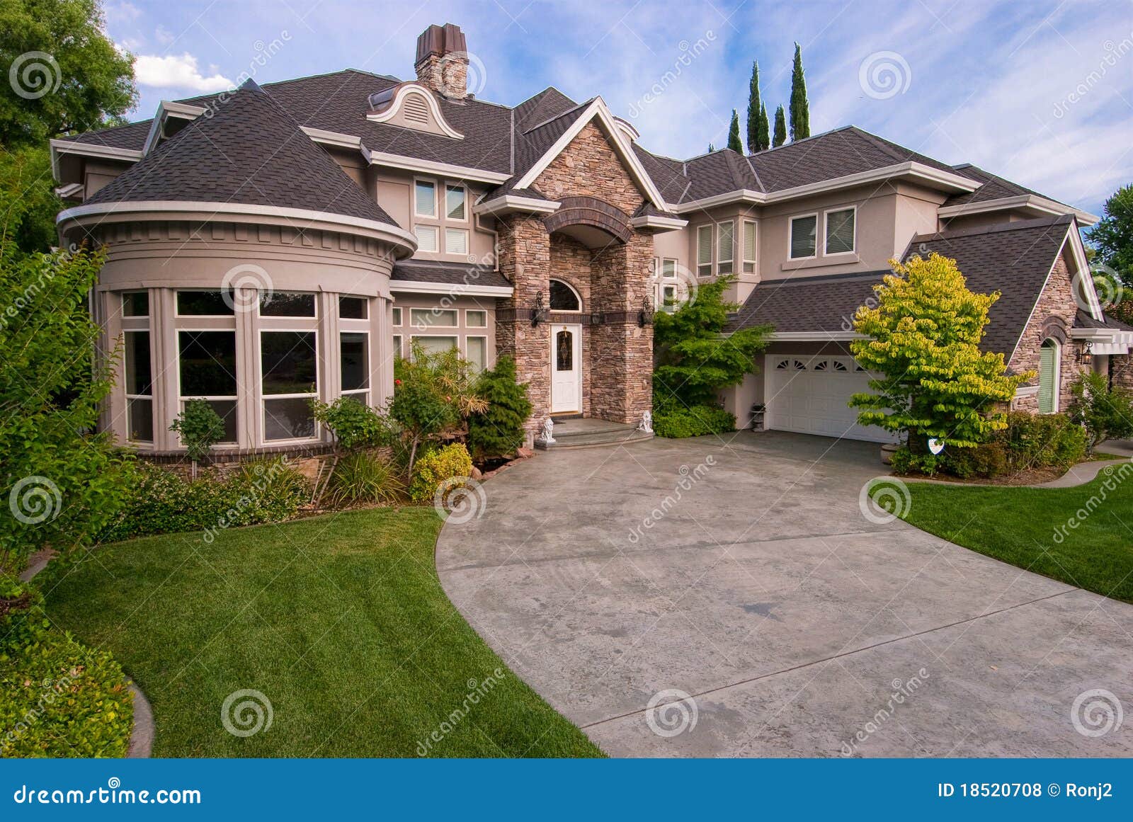 Large Custom Home stock photo. Image of skies, green - 18520708