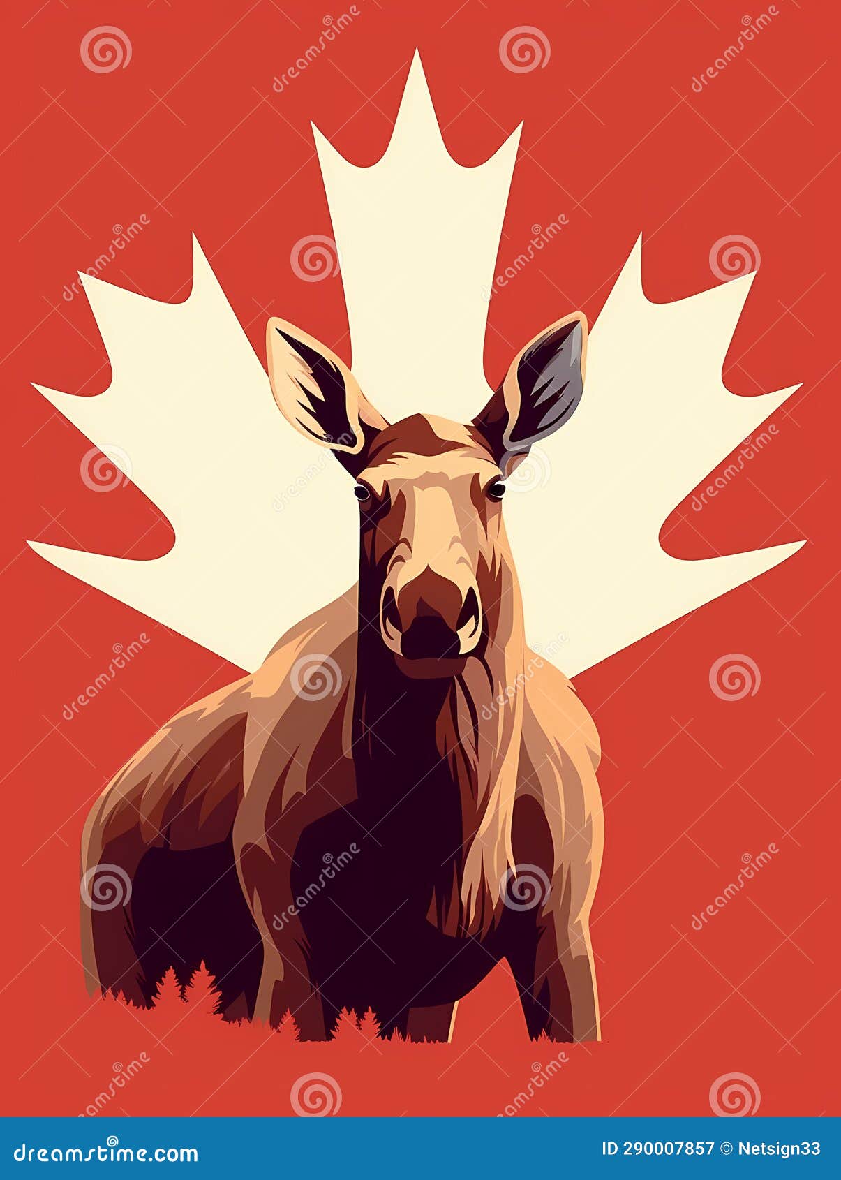 Moose with a Maple Leaf stock illustration. Illustration of design ...