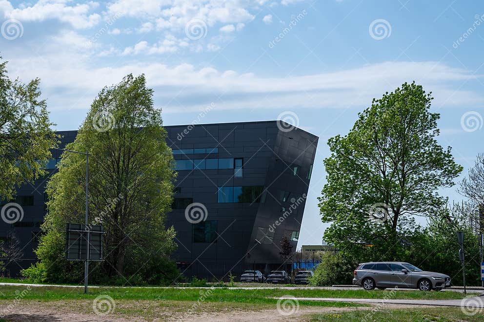 Large Dark Office Building with Odd Angles.. Stock Image - Image of abstract, structure: 284618241