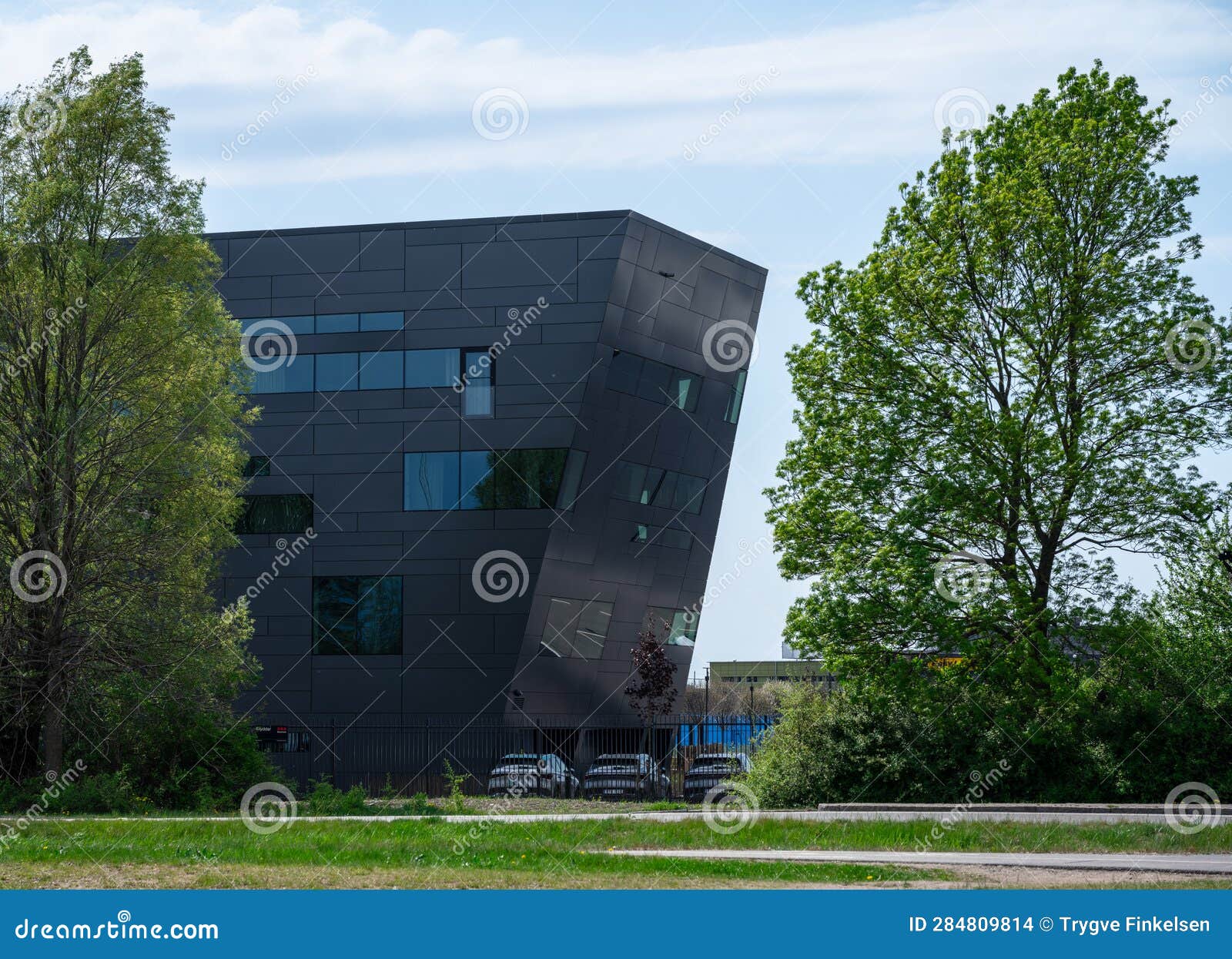Large Dark Office Building with Odd Angles.. Stock Photo - Image of ...