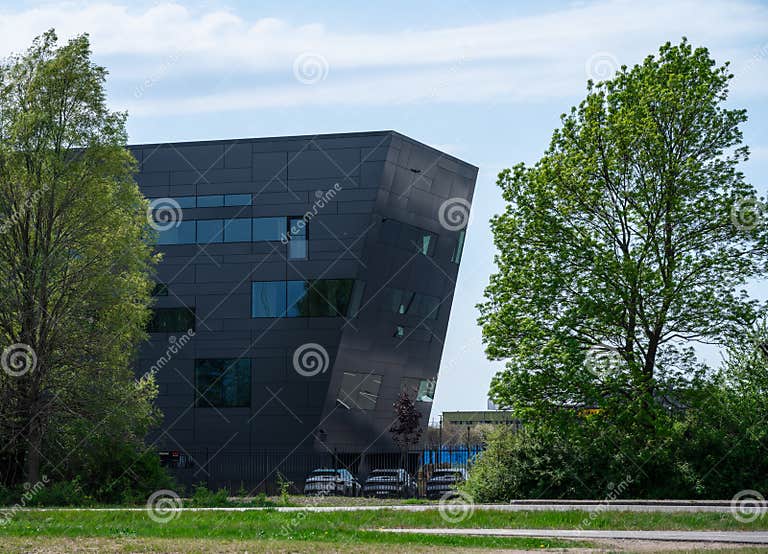 Large Dark Office Building with Odd Angles.. Stock Photo - Image of ...