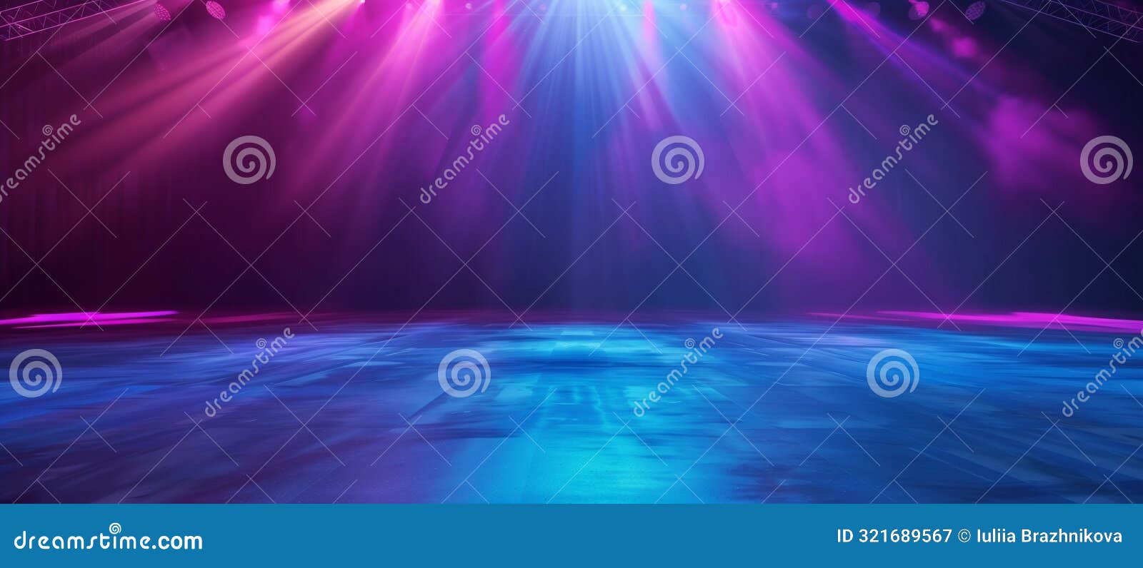 A Large Dark Stage with Bright Lights Shining Down, Creating an ...
