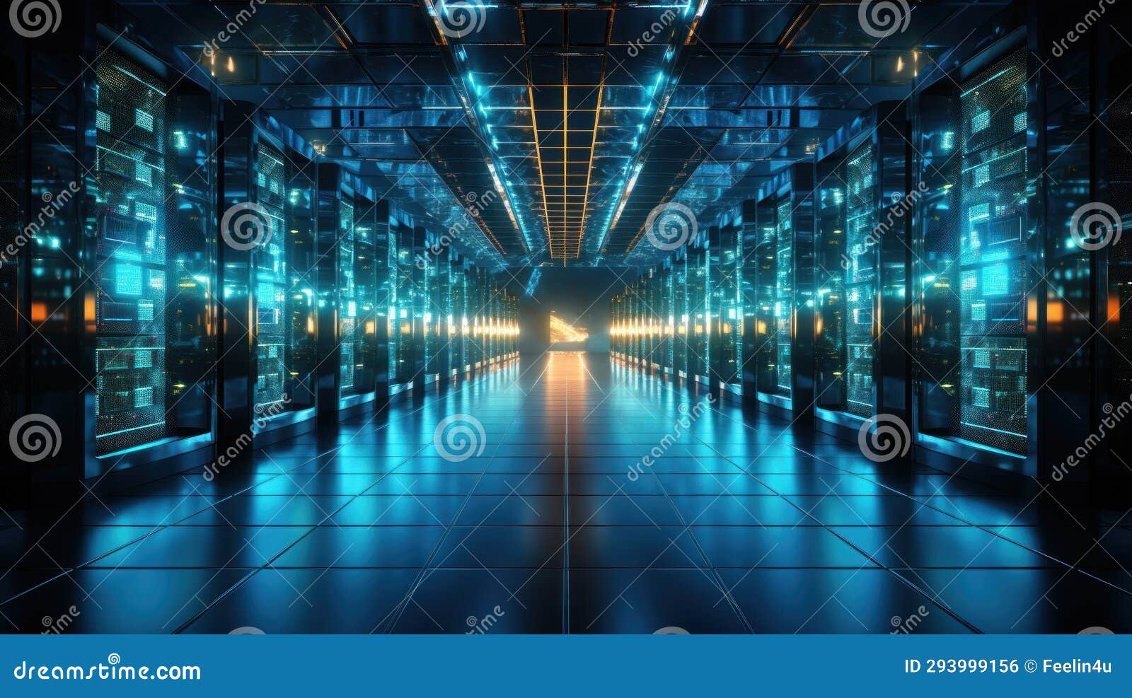 A Large Data Center Room Filled with Lots of Servers Stock Illustration ...