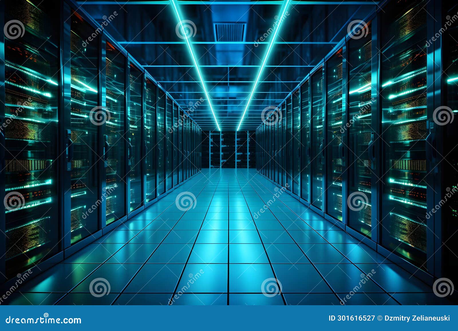 Large Data Center, Server Room. Generative AI Stock Illustration ...