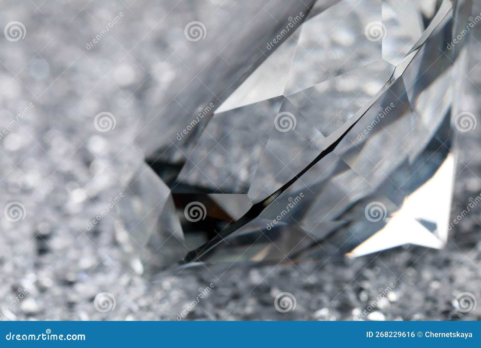Large Dazzling Brilliant on Shiny Silver Surface, Closeup Stock Photo ...
