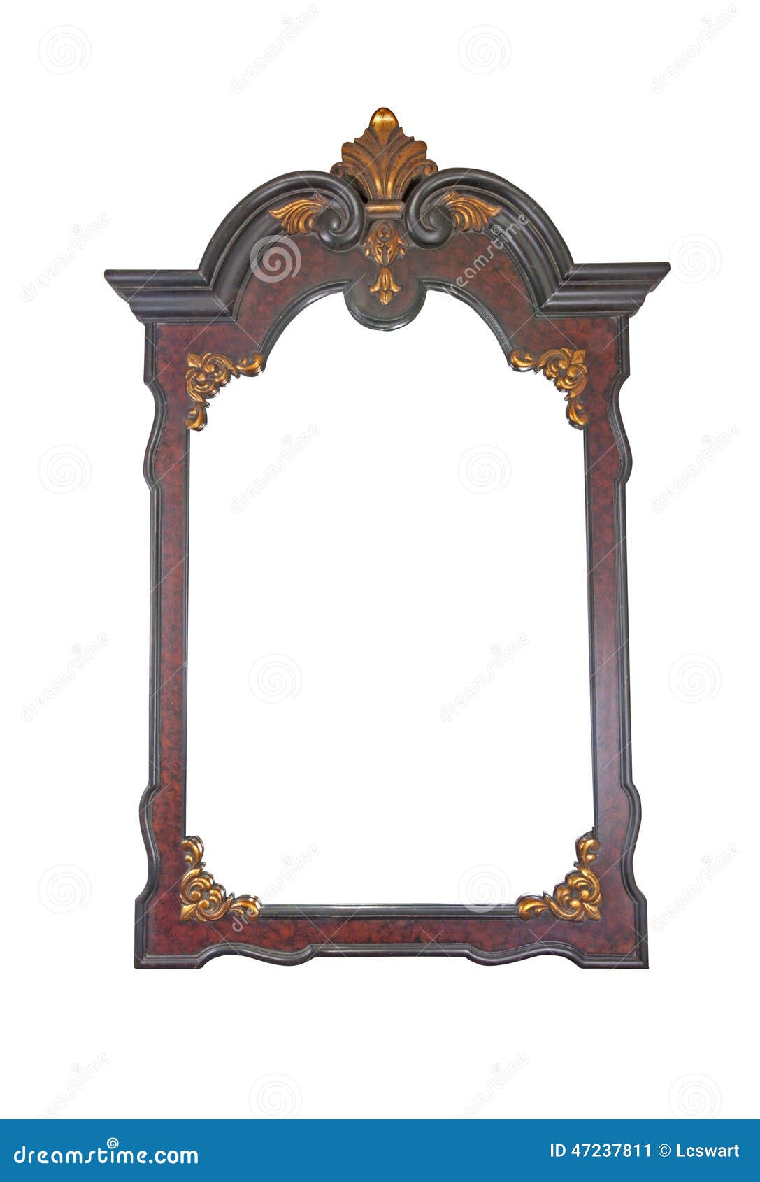 Large Decorative Mirror with Ornate Wooden Frame Stock Image - Image of ...