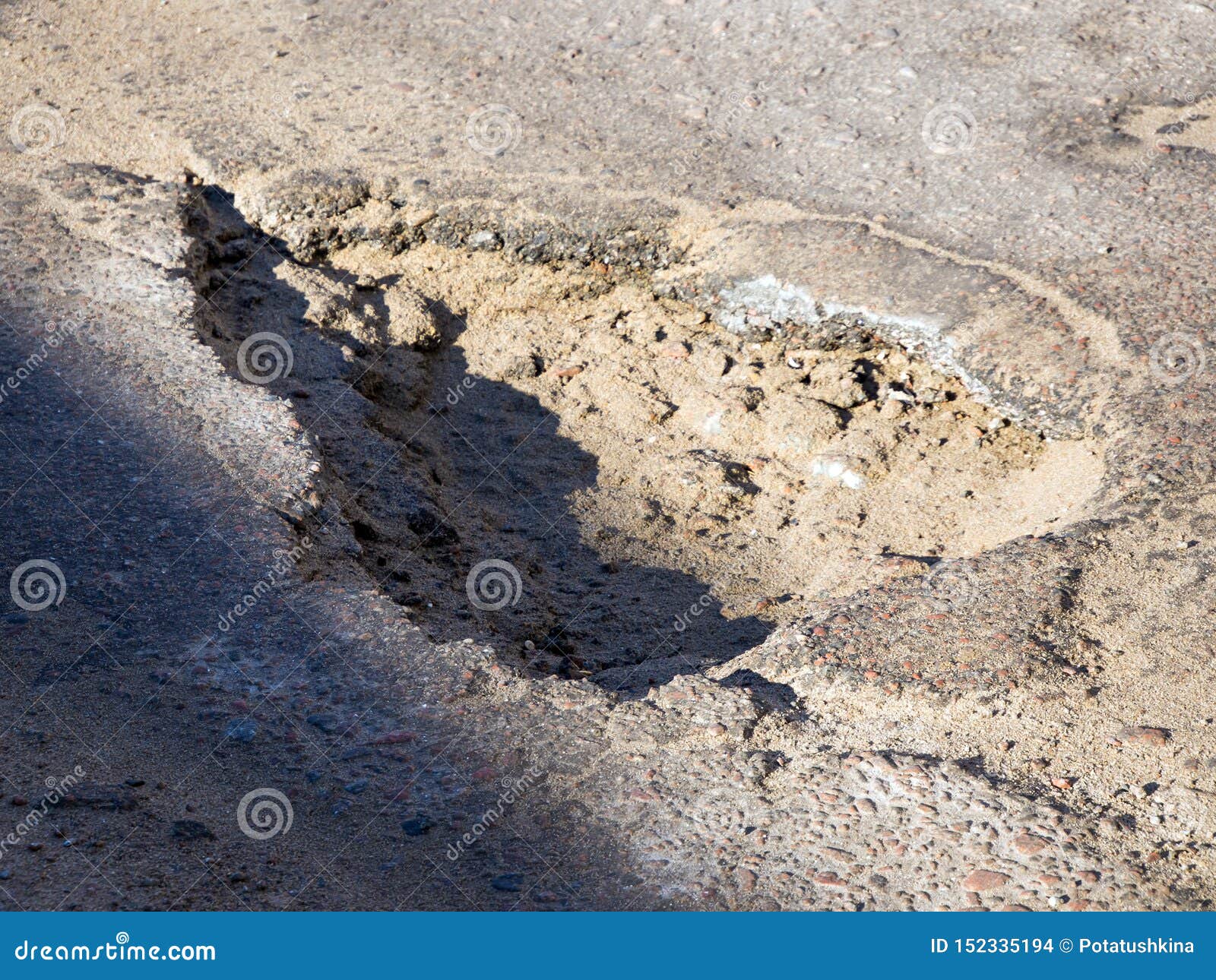 Large and Deep Pit on an Asphalt Road Stock Photo - Image of passing ...
