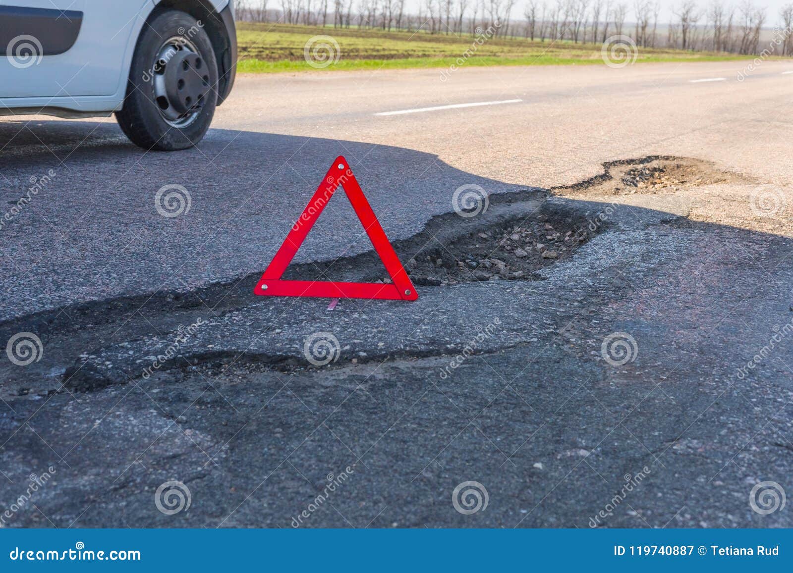 Large Deep Pothole an Example of Poor Road Stock Image - Image of ...