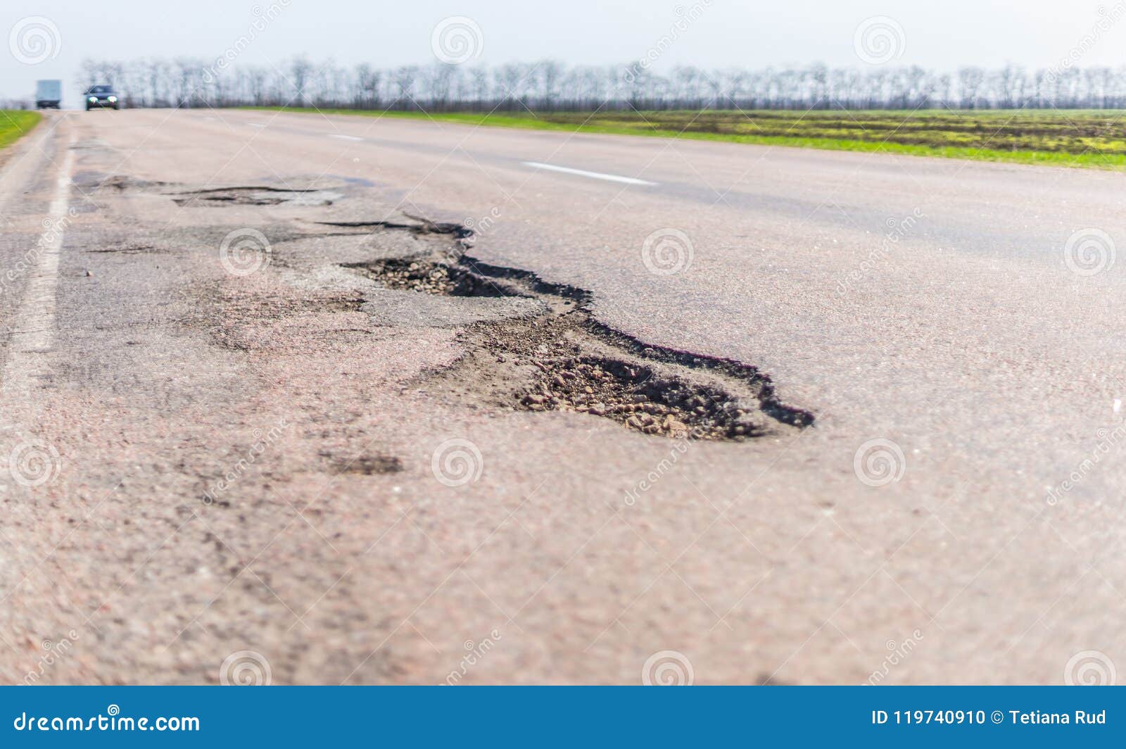 Large Deep Pothole an Example of Poor Road Stock Photo - Image of ...