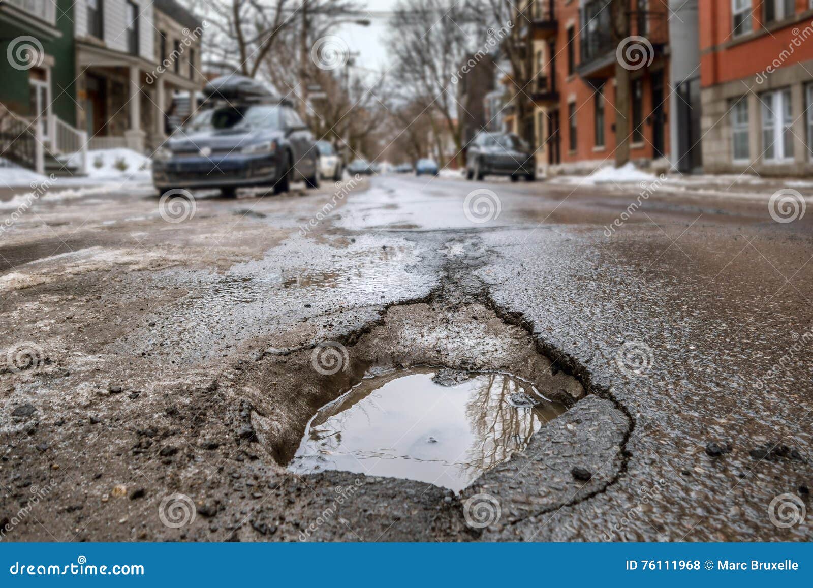 Large deep pothole stock photo. Image of condition, roads - 76111968