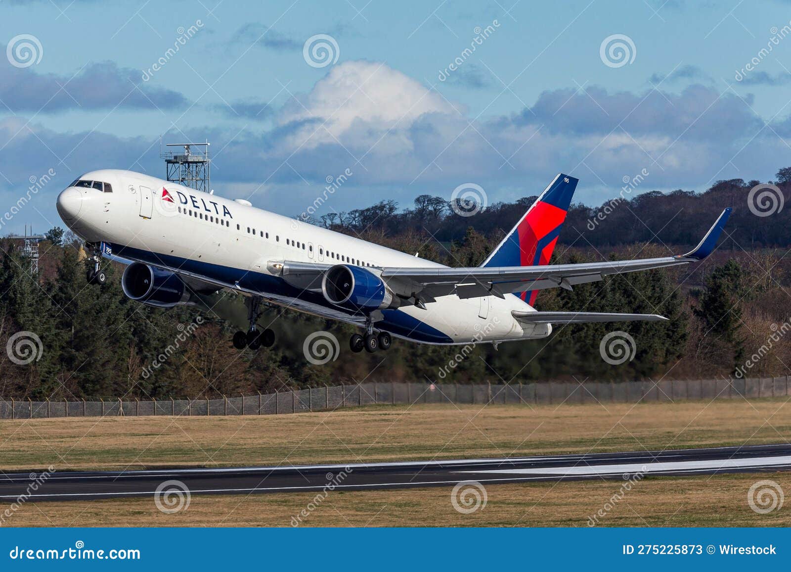 Large Delta Plane Taking Flight from an Airport Flight Strip Editorial ...