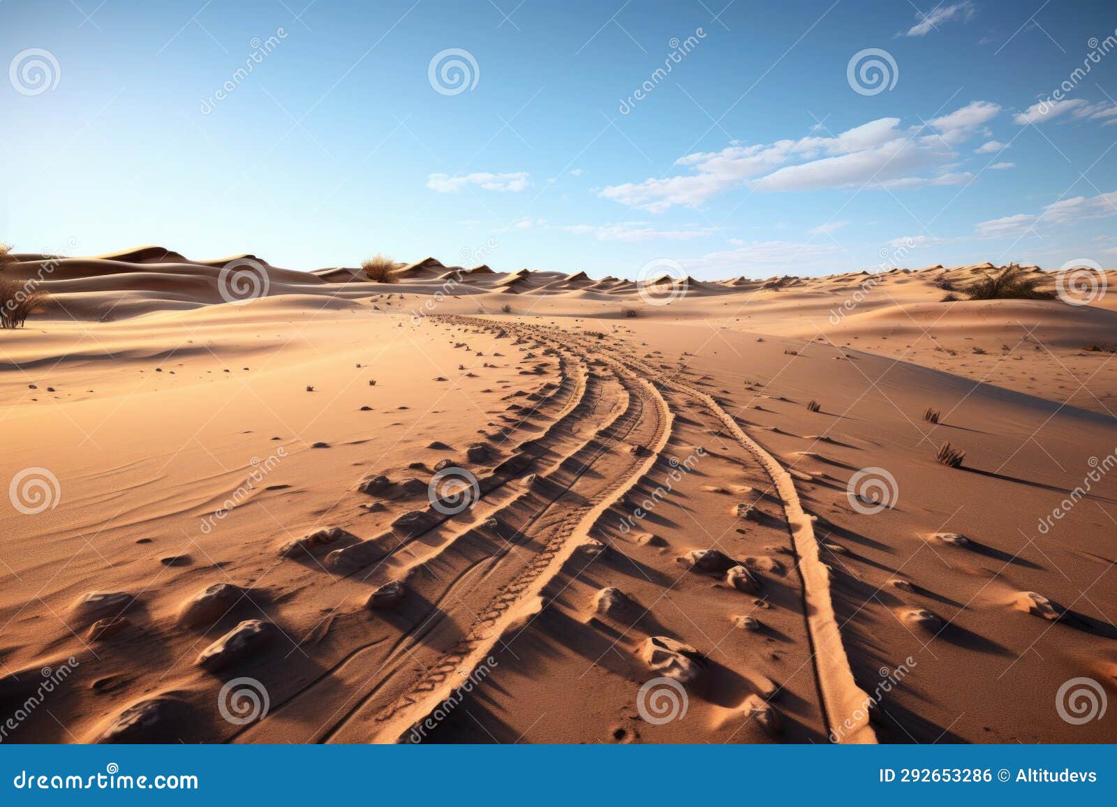 A Large Desert with 4x4 Vehicle Tracks Crossing Over Stock Photo ...