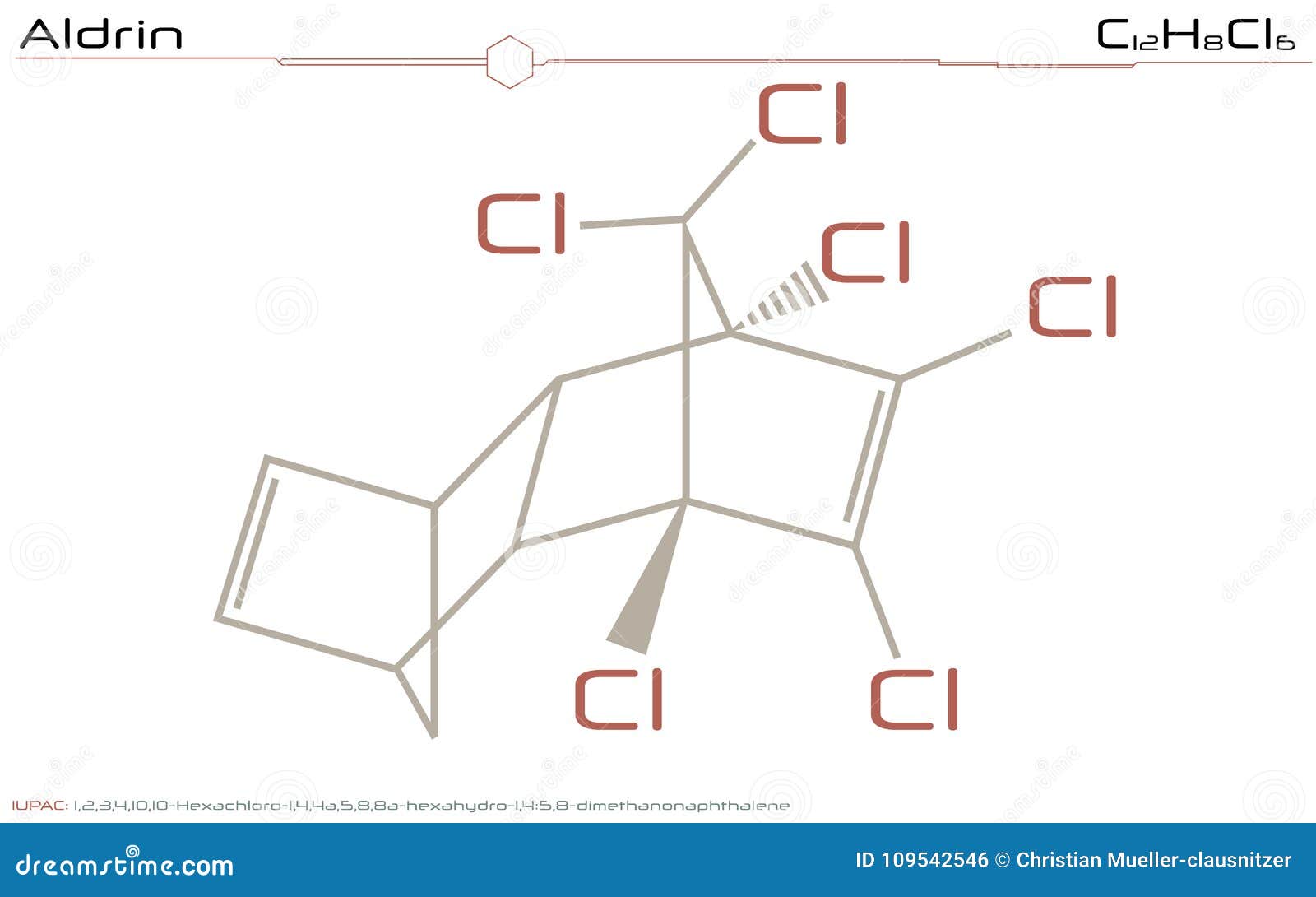 Molecule of Aldrin stock vector. Illustration of chemical - 109542546