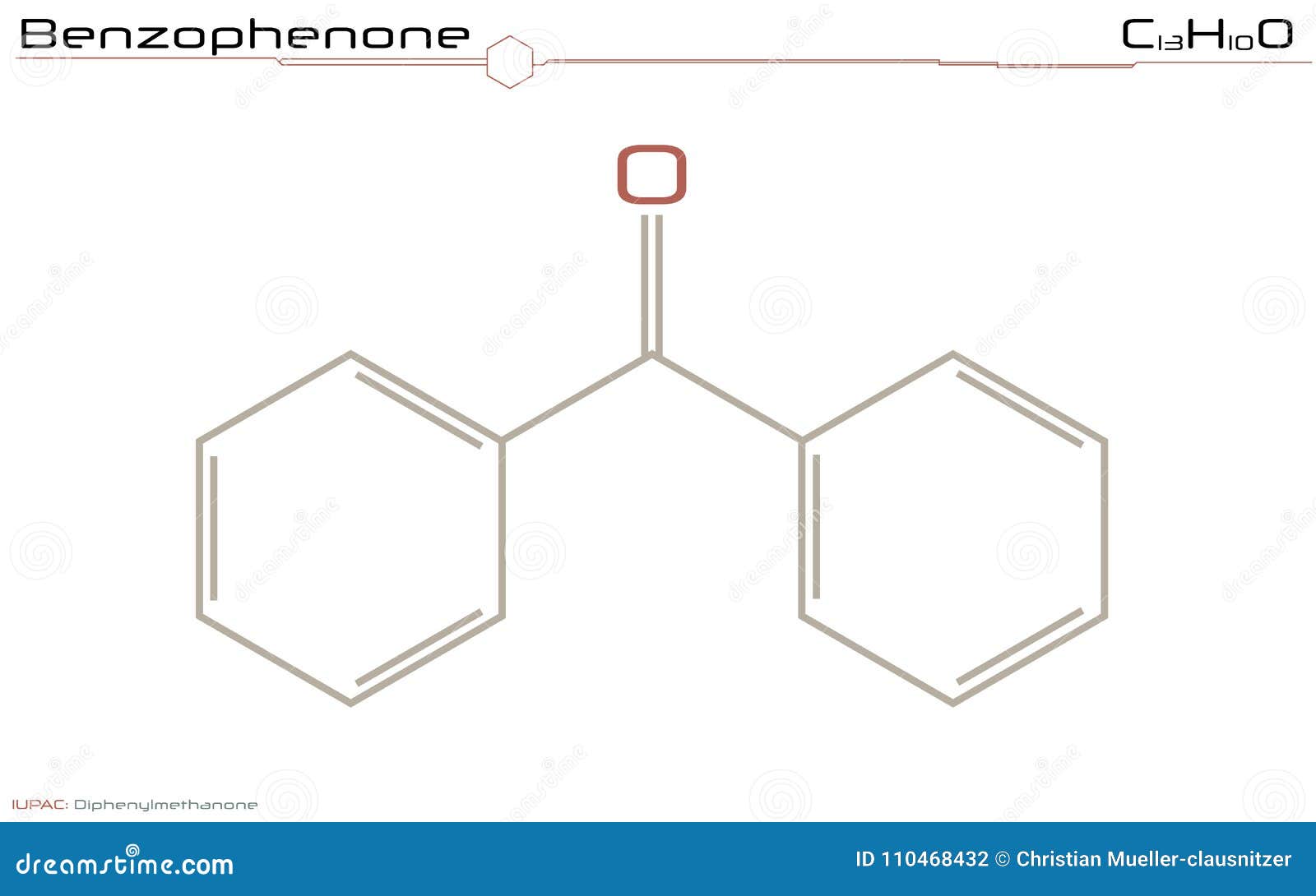 Benzophenone Molecule. Stylized 2D Renderings And Conventional Skeletal ...