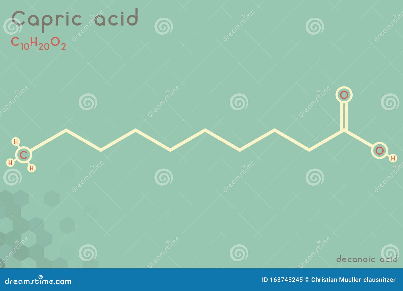 Infographic of the Molecule of Capric Acid Stock Vector - Illustration ...