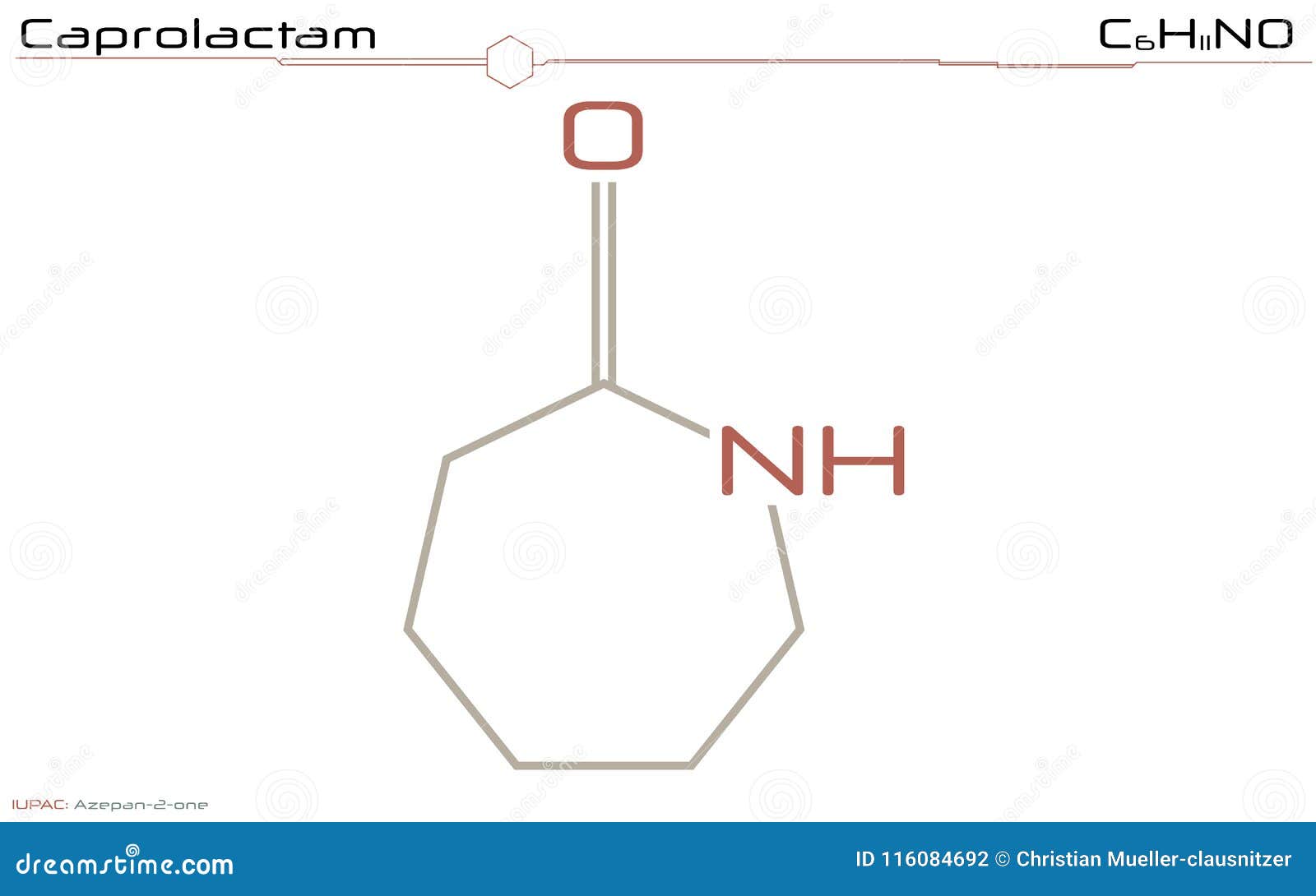 Molecule of Caprolactam stock vector. Illustration of atoms - 116084692