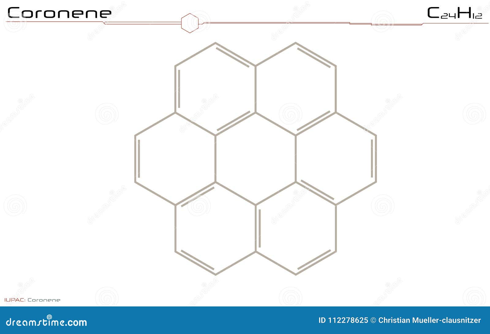 Molecule of Coronene stock vector. Illustration of brown - 112278625