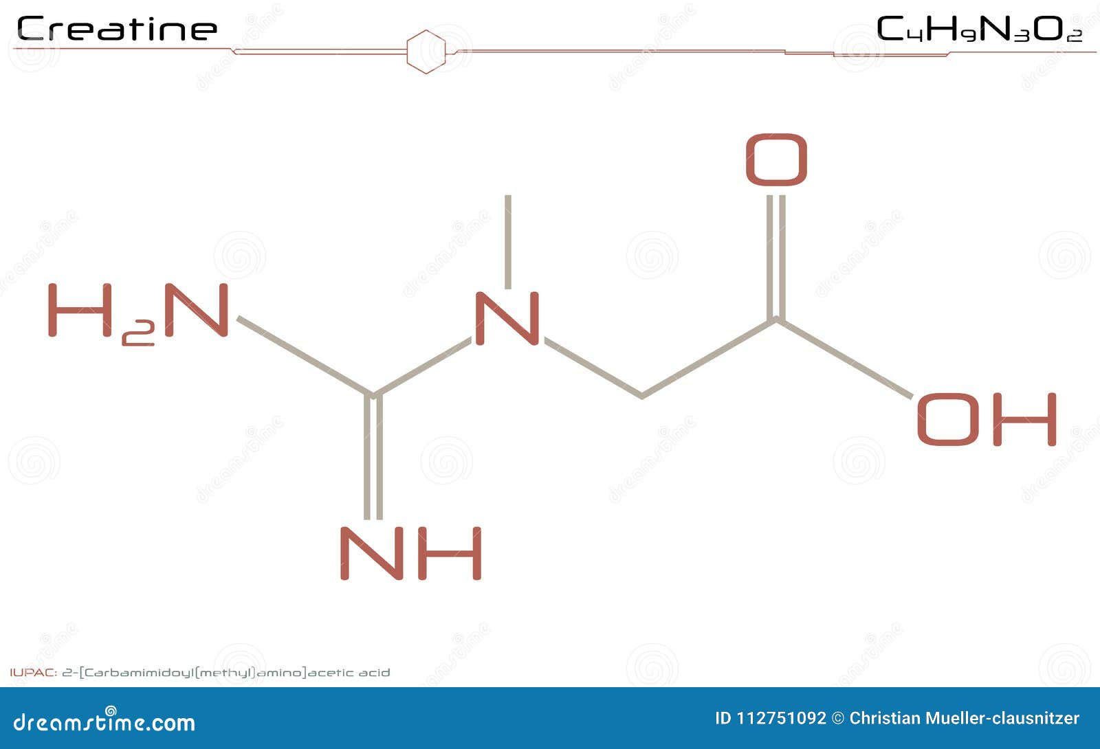 Creatine Molecule. Often Used In Food Supplements. Atoms Are ...