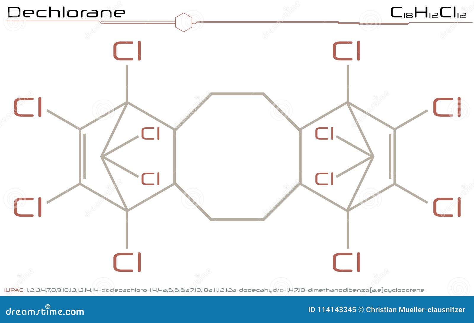 Molecule of Dechlorane stock vector. Illustration of organic - 114143345