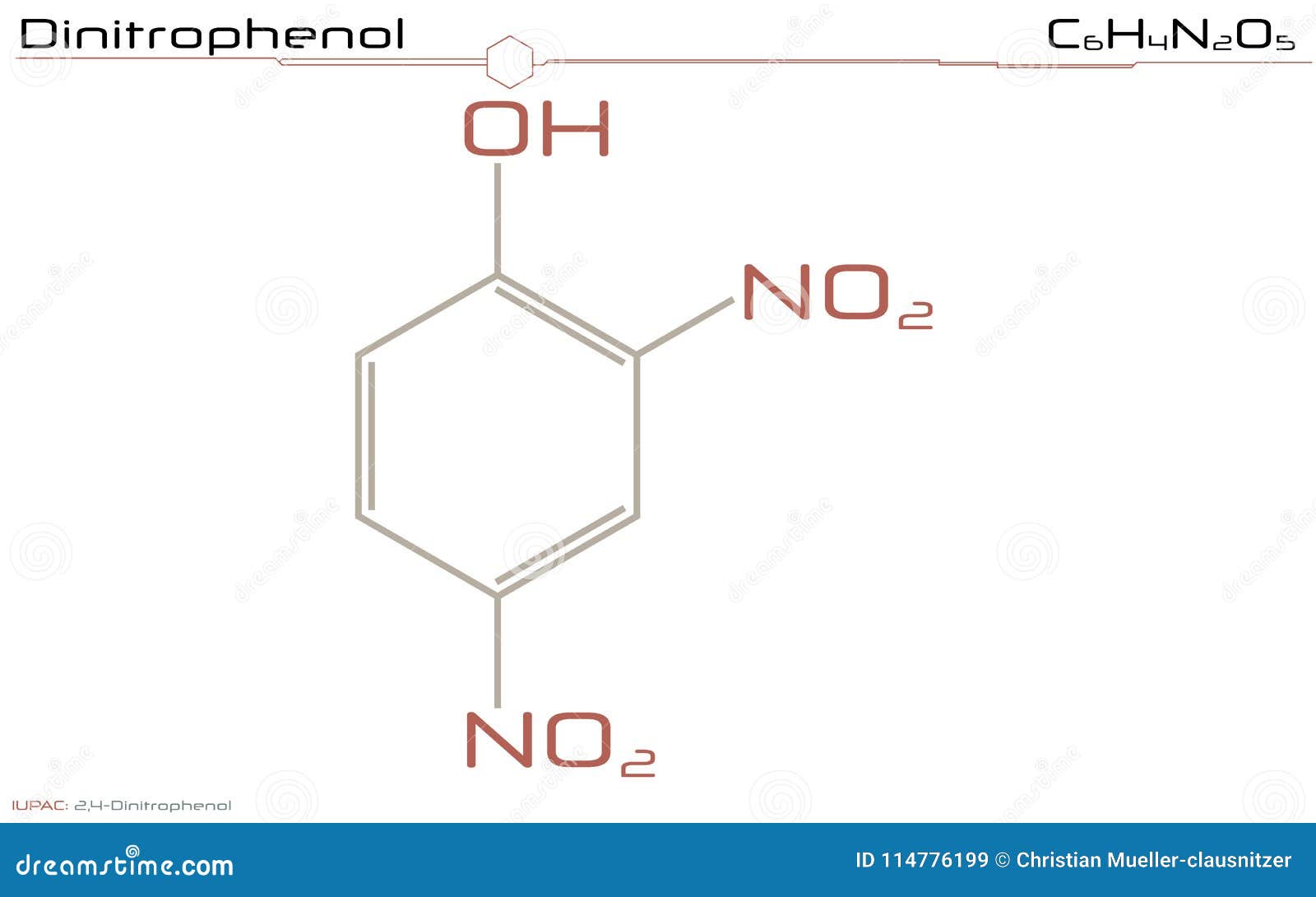 Molecule of Dinitrophenol stock vector. Illustration of atoms - 114776199
