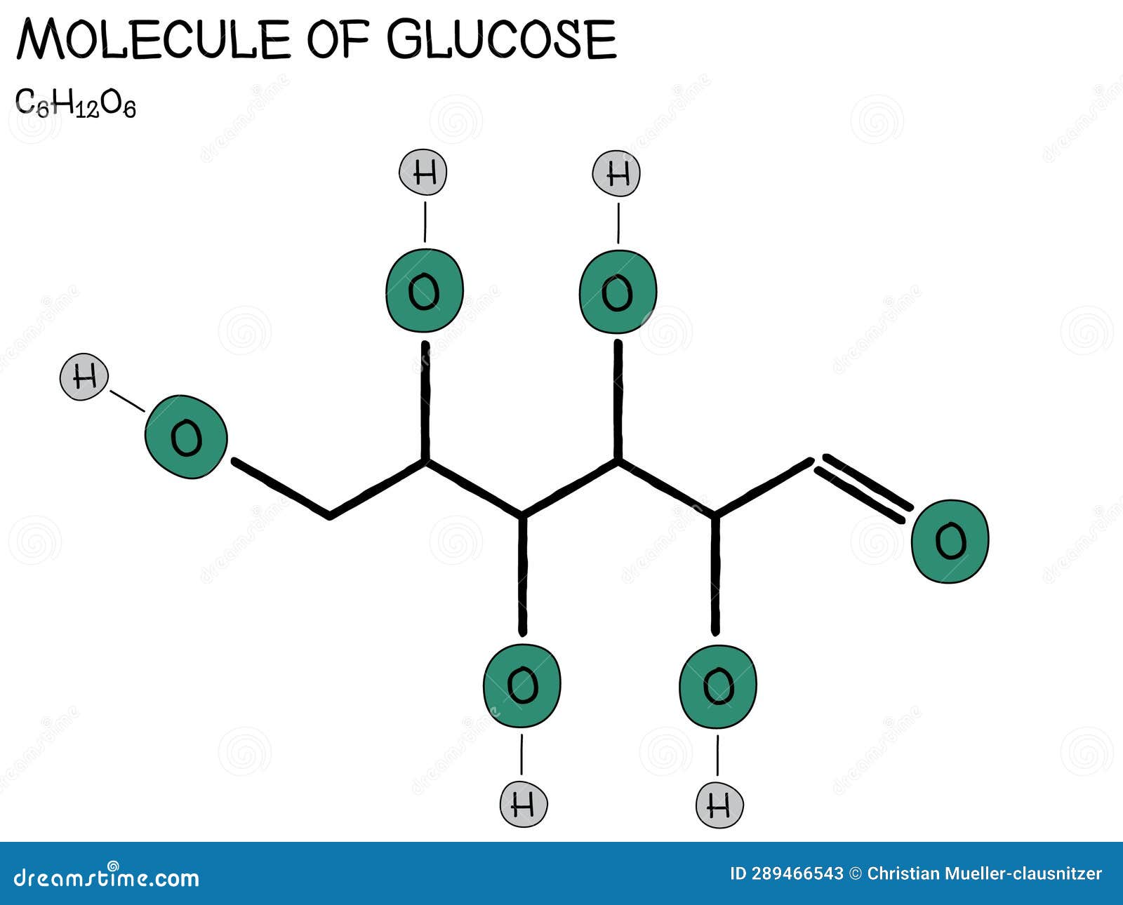 Molecule Of Glucose, Molecular Formula C6H12O6. 3d Illustration Royalty ...