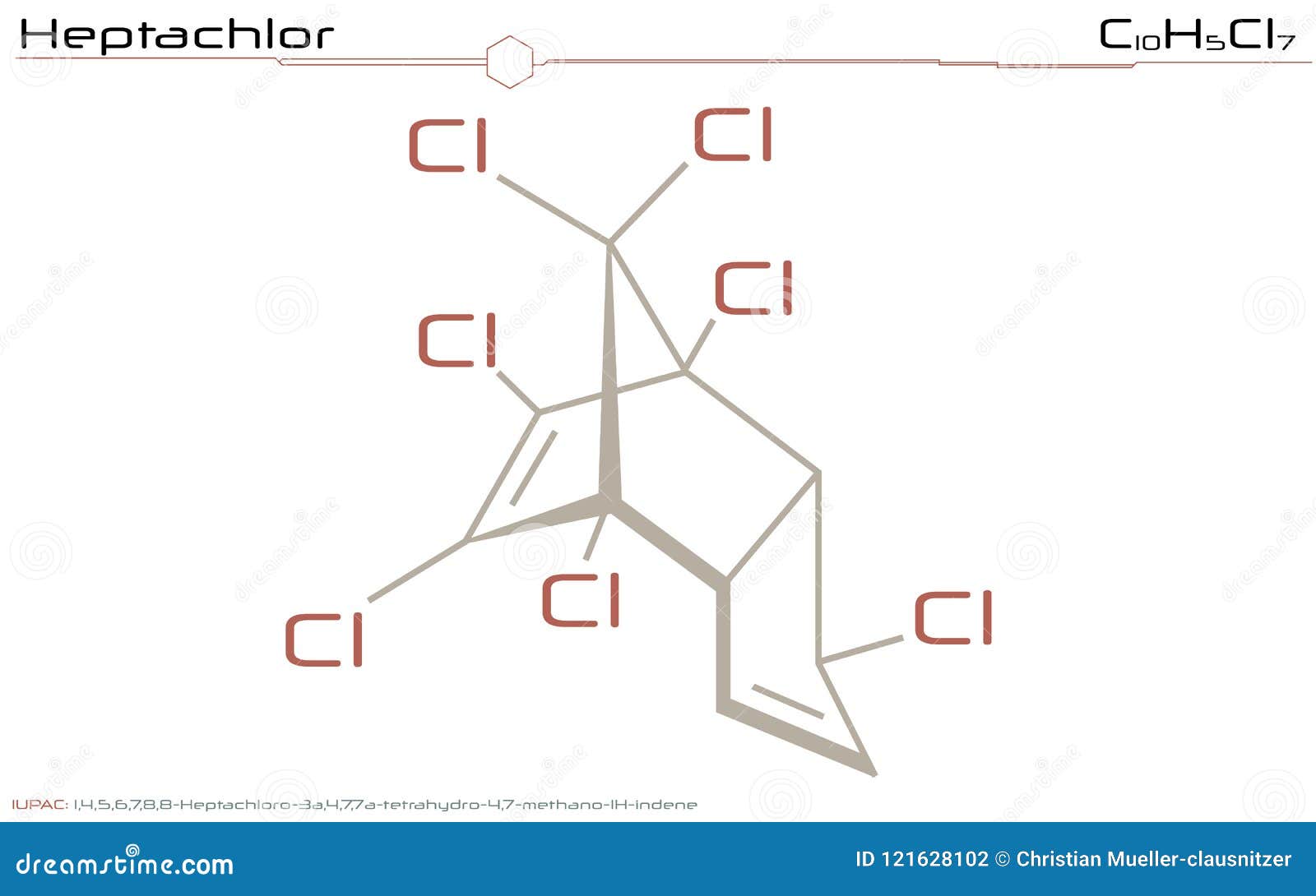 Molecule of Heptachlor stock vector. Illustration of elements - 121628102