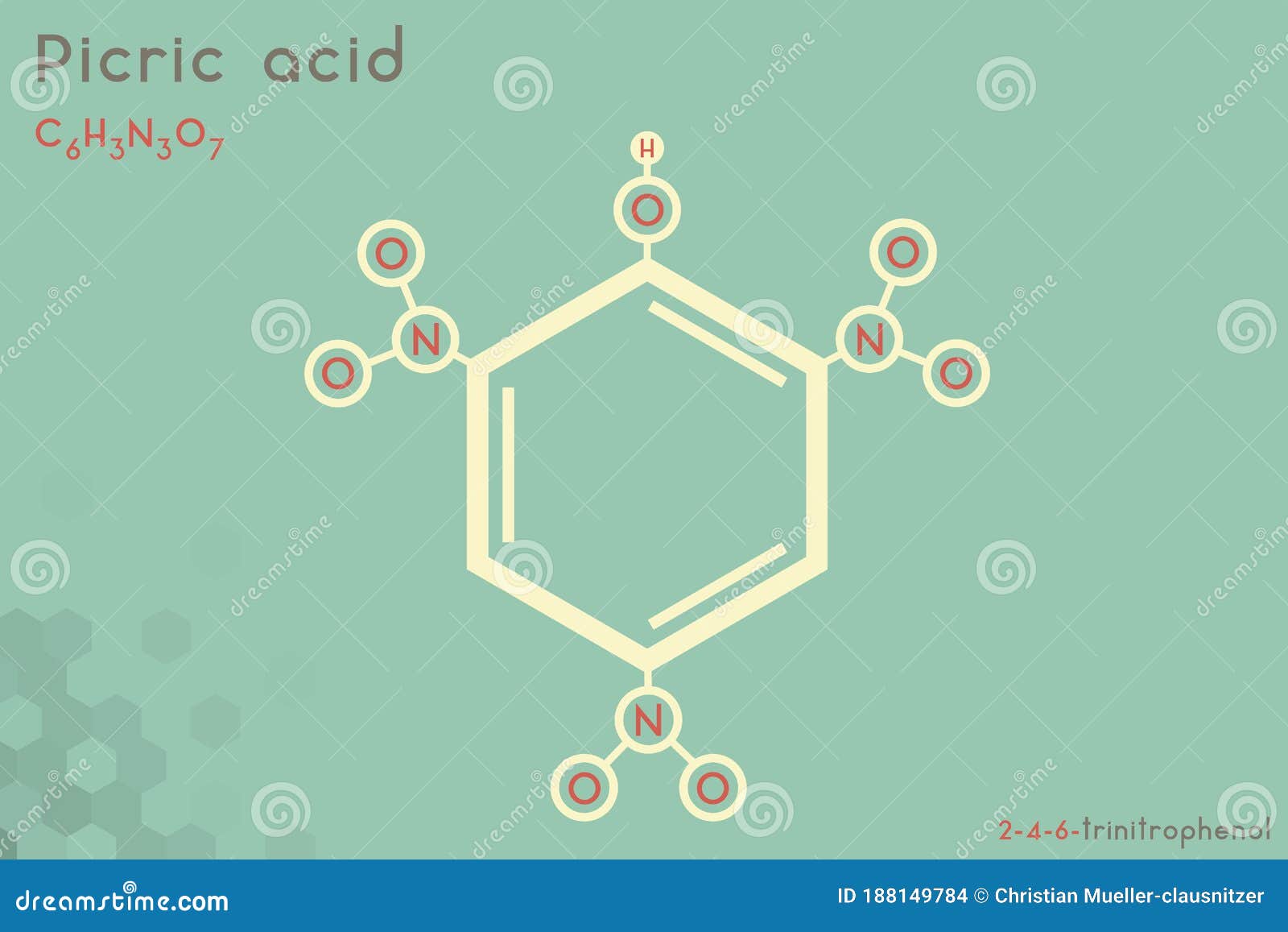 Picric Acid 2,4,6-trinitrophenol Explosive Molecule. Skeletal Formula ...
