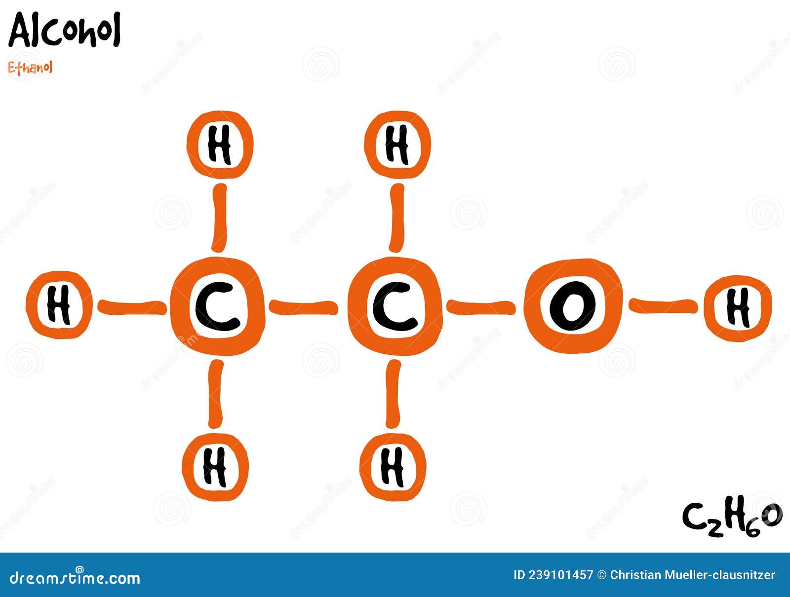 Drawn Molecule and Formula of Alcohol. Stock Vector - Illustration of ...
