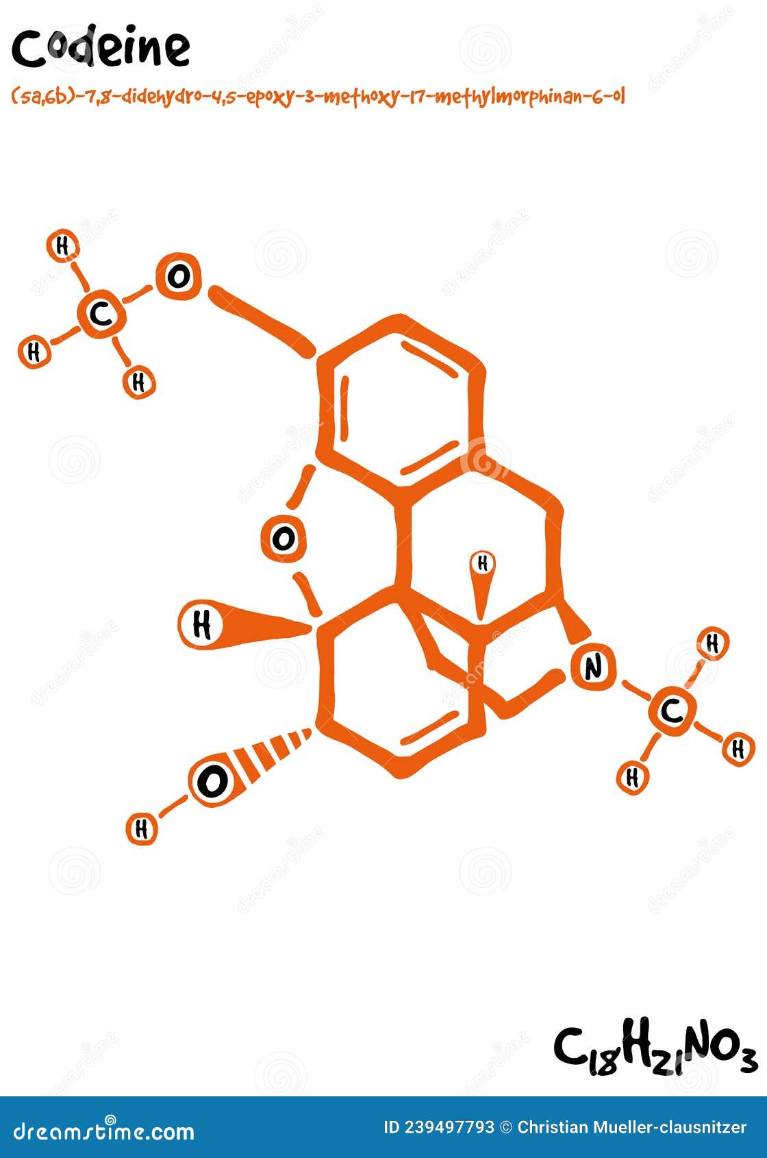 Drawn Molecule and Formula of Codeine Stock Vector - Illustration of ...