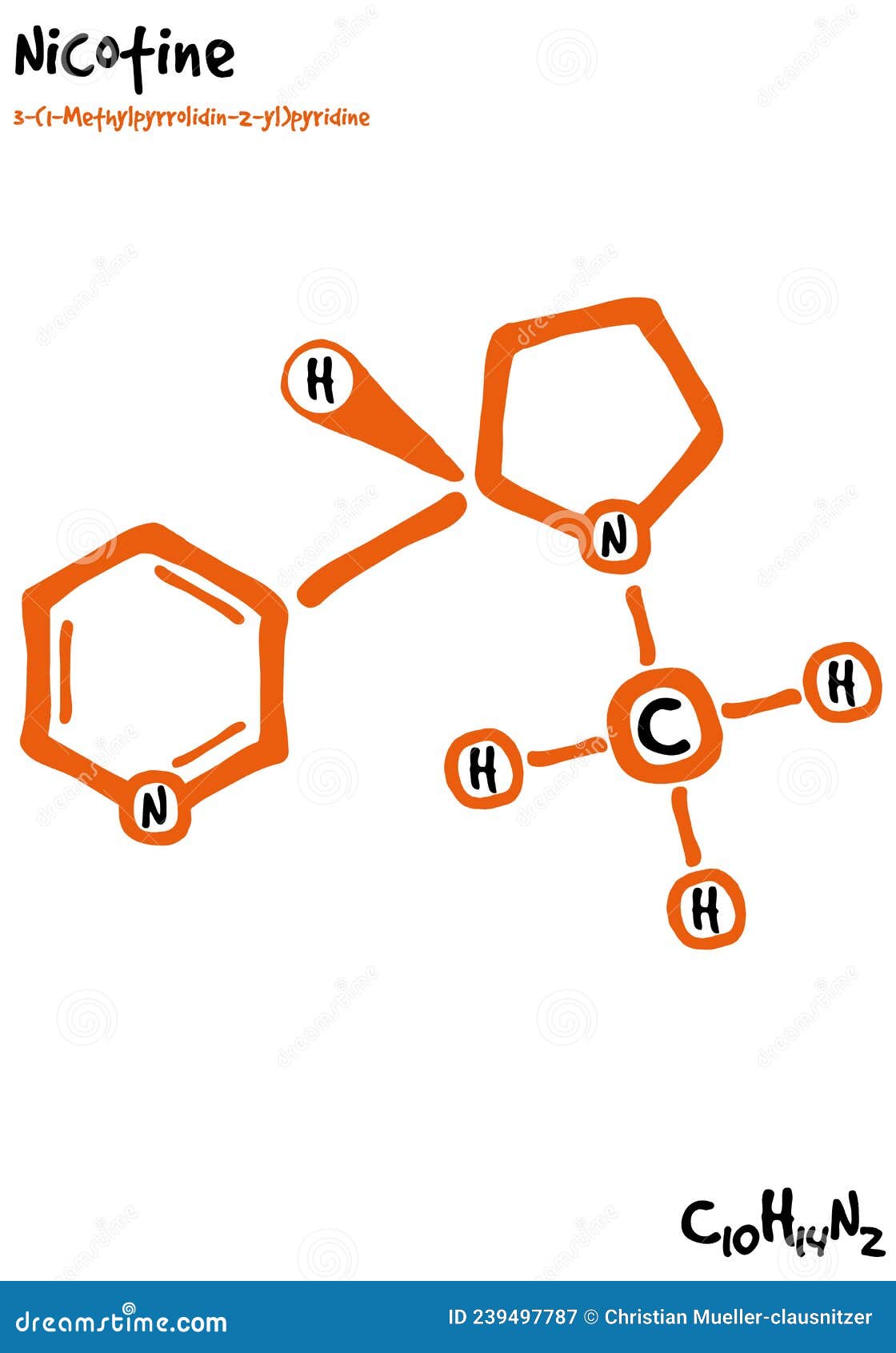 Drawn Molecule and Formula of Nicotine Stock Vector - Illustration of ...