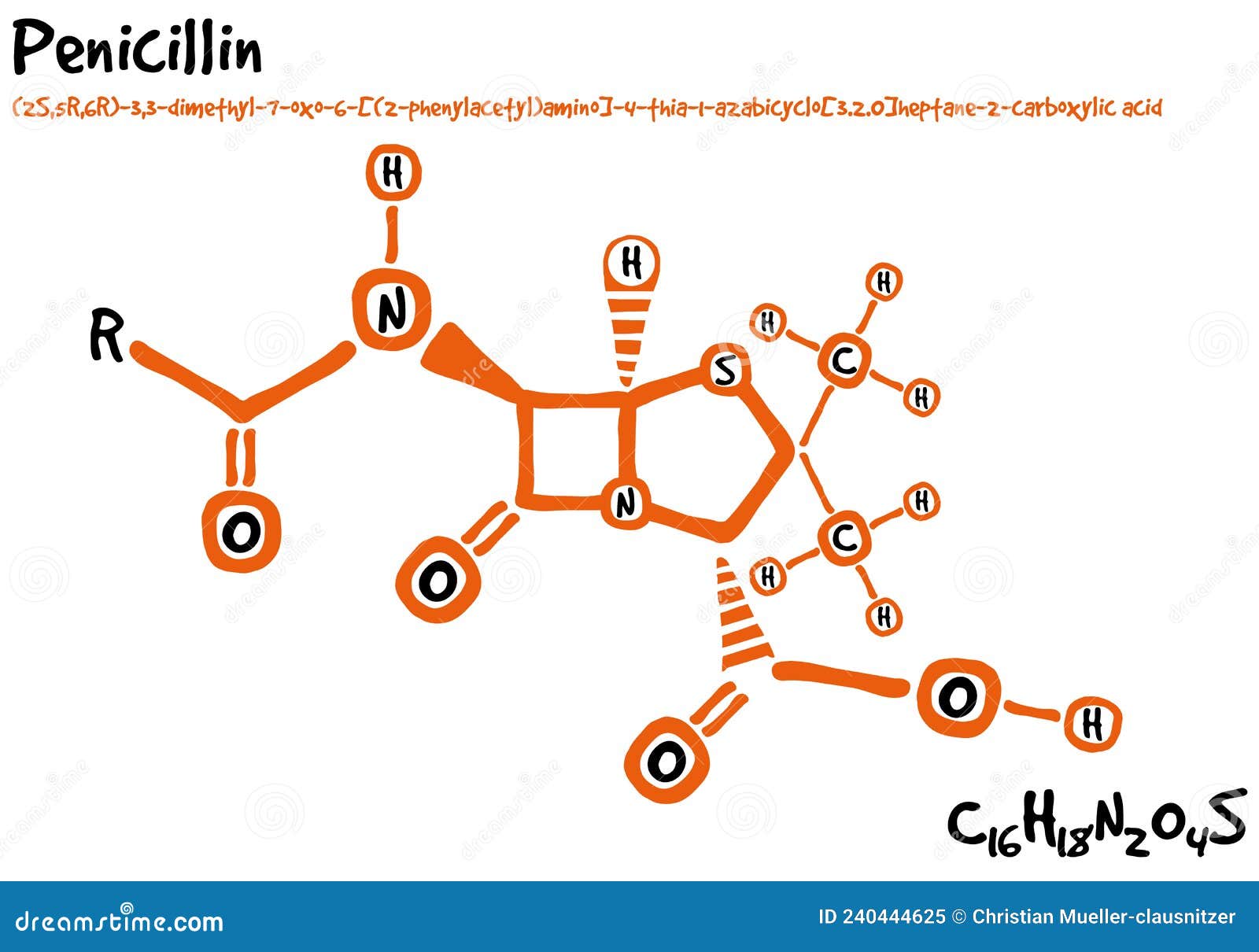 Drawn Molecule and Formula of Penicillin Stock Vector - Illustration of ...