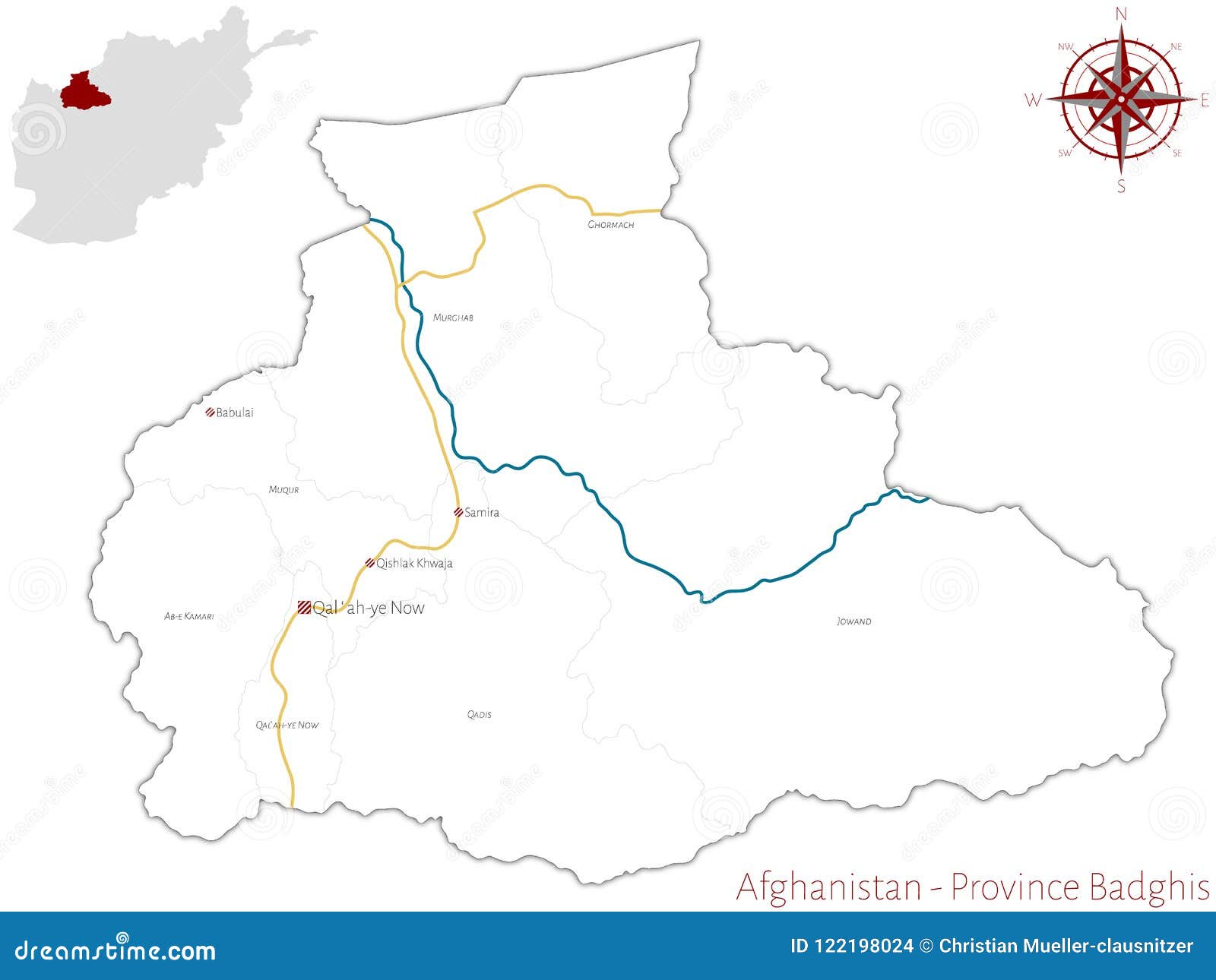 Map of the Afghan Province of Badghis Stock Vector - Illustration of ...