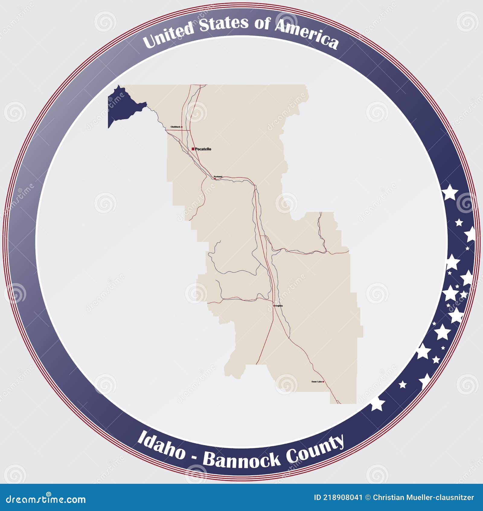 Map Of Bannock In Idaho Vector Illustration | CartoonDealer.com #193597306