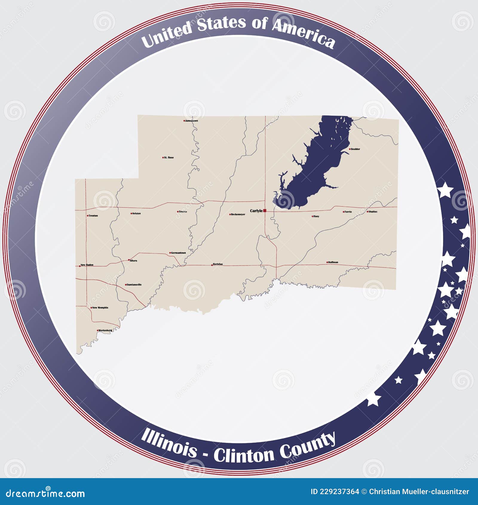 Map Of Clinton County In New York State On White Background. Single ...