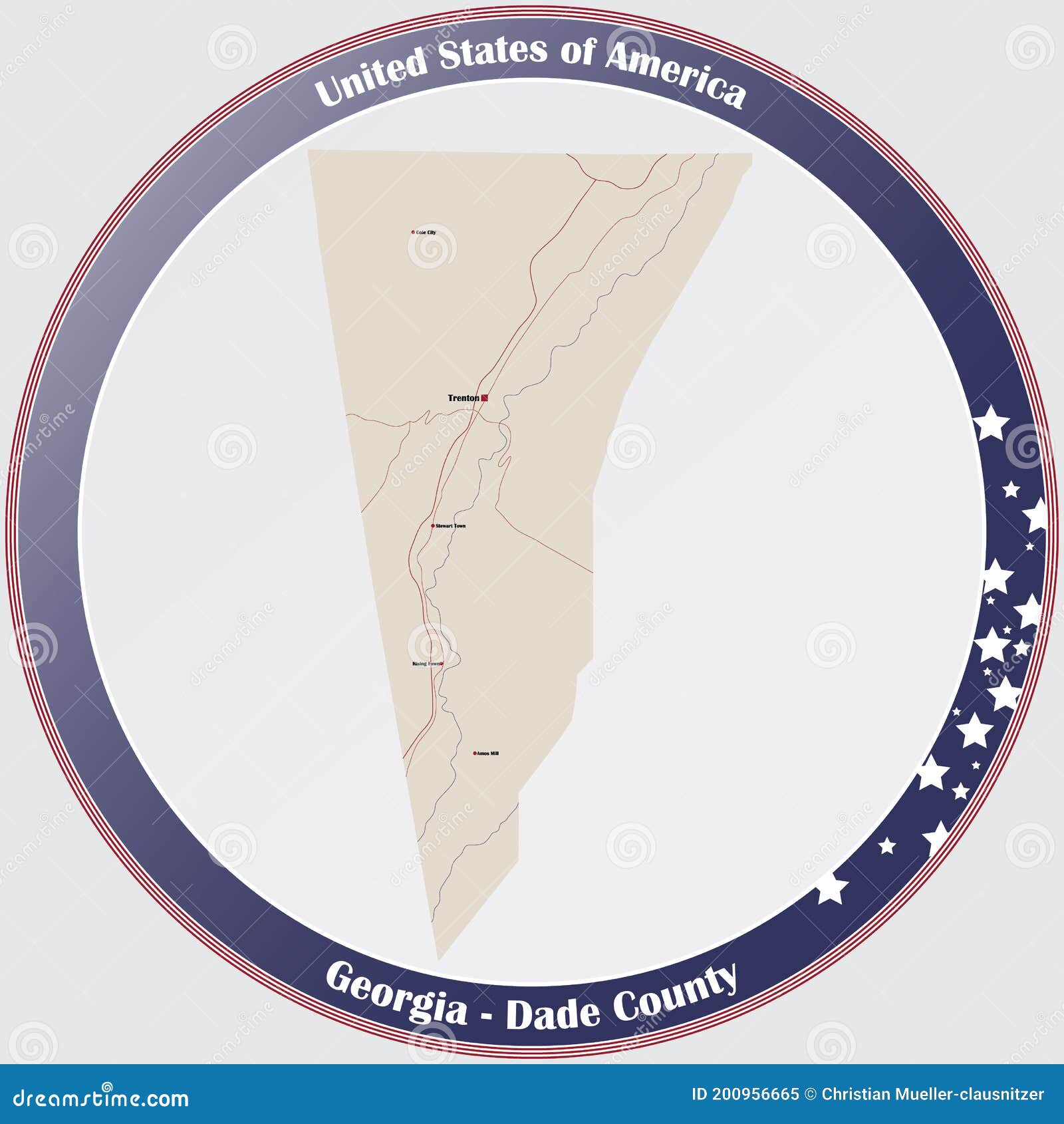 Map of Dade County in Georgia Stock Vector - Illustration of citizens ...