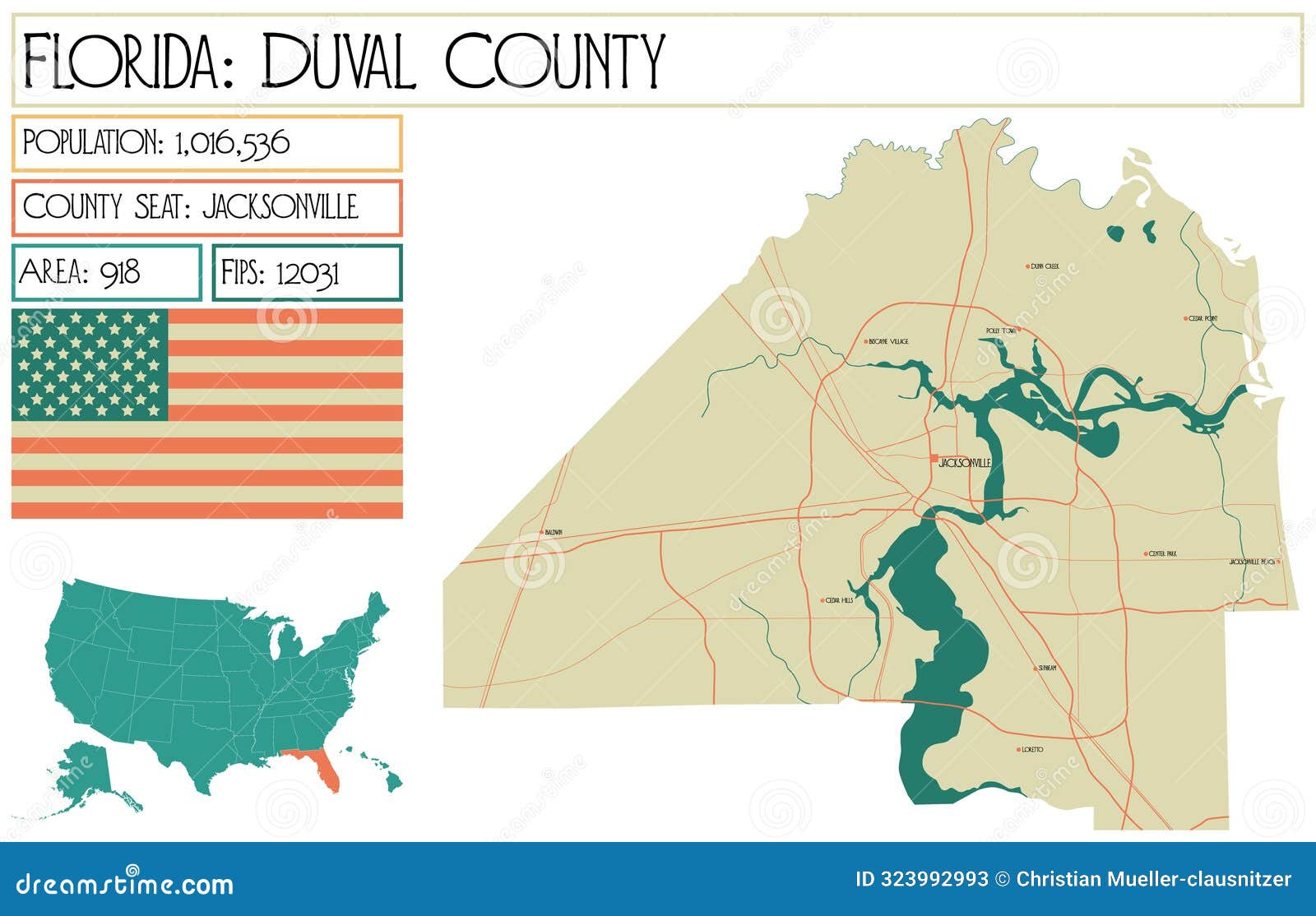 Map Of Duval County In Texas State On White Background. Single County ...
