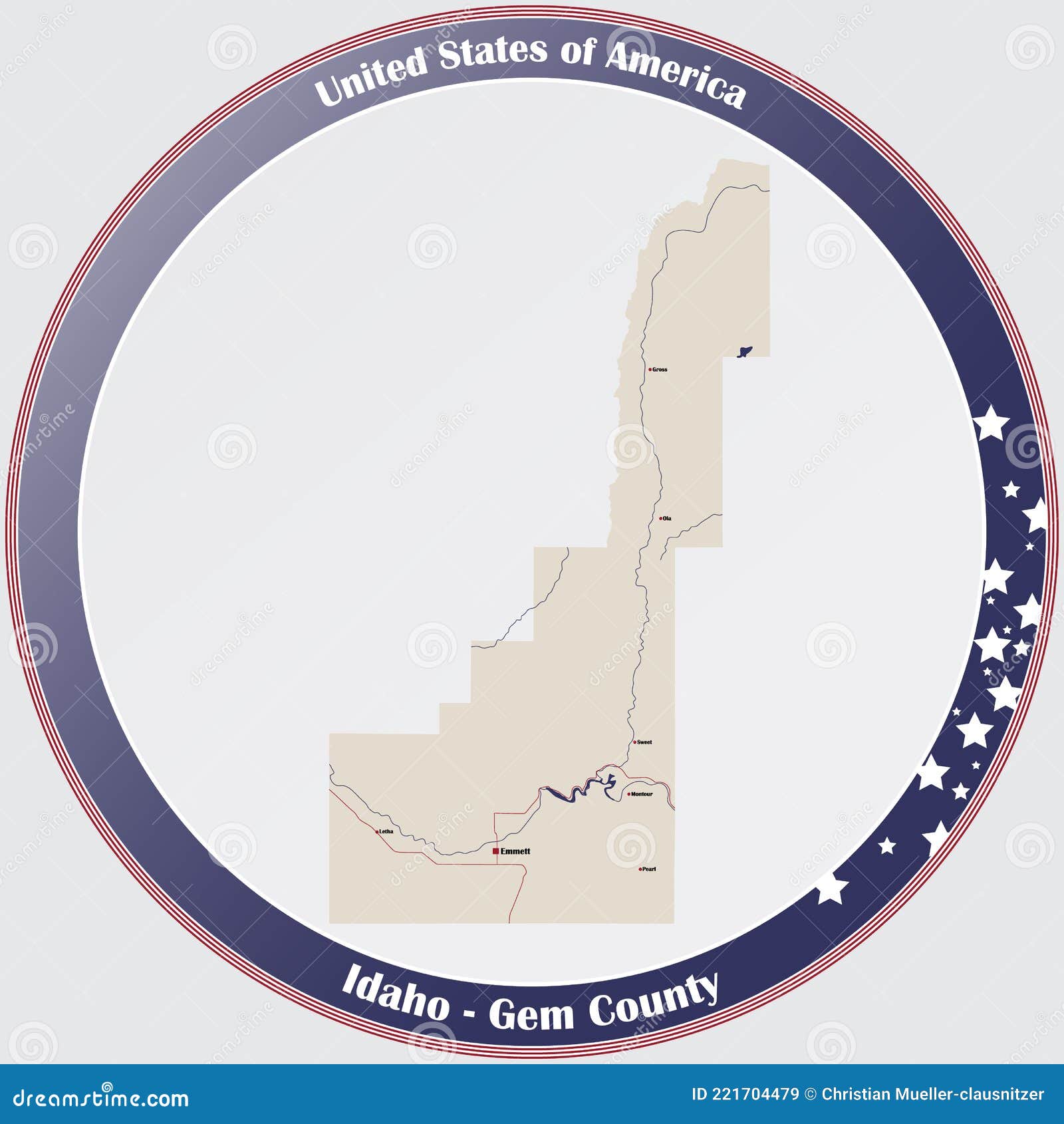 Map of Gem County in Idaho stock vector. Illustration of idaho - 221704479