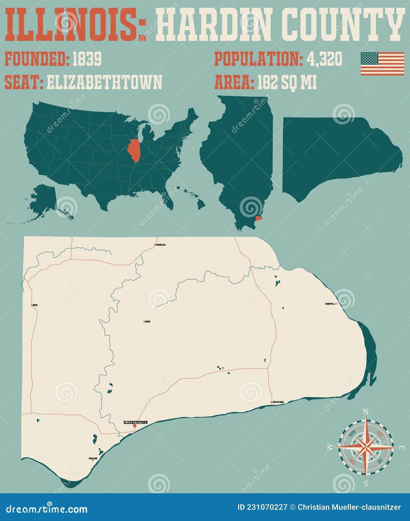 Map Of Hardin County In Texas Cartoon Vector | CartoonDealer.com #124255497