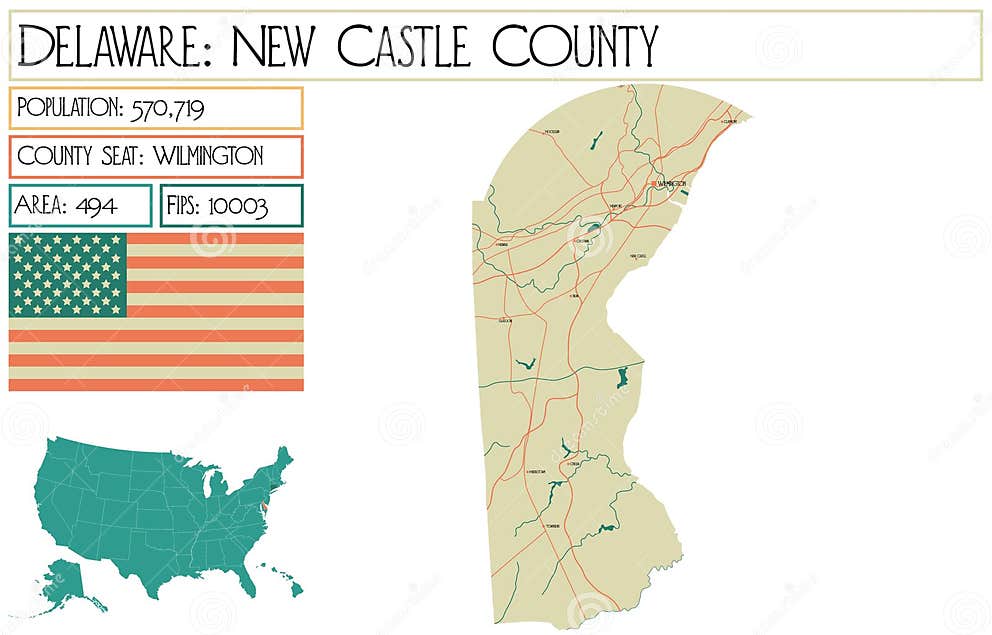 Map of New Castle County in Delaware USA Stock Vector - Illustration of ... Map of New Castle County in Delaware USA Stock Vector - Illustration of ...